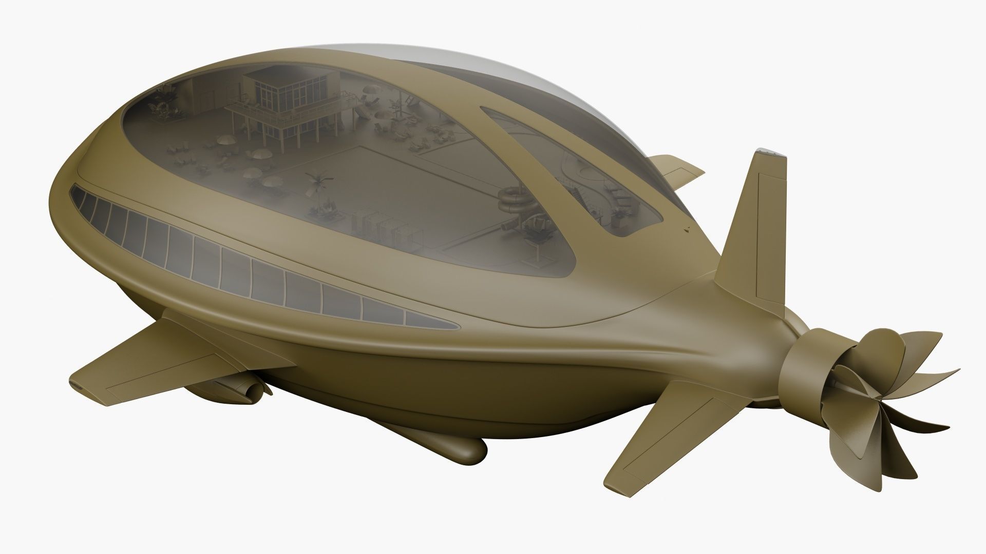 Futuristic Airship Concept 3D model | CGTrader