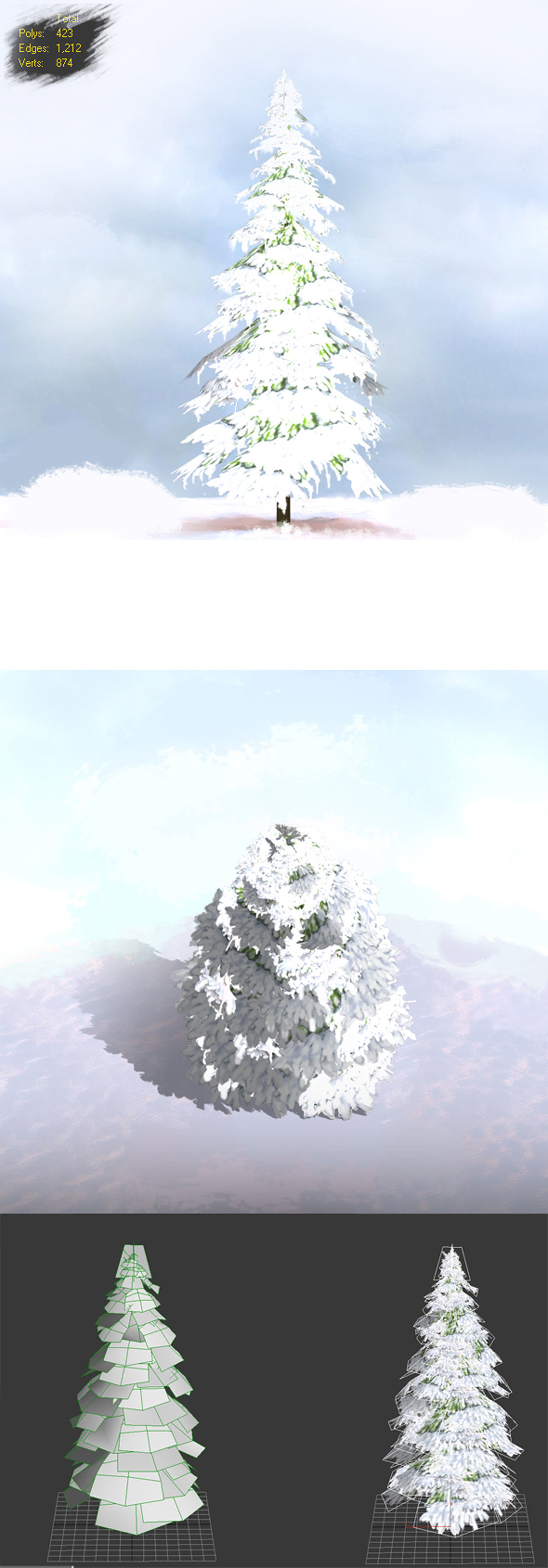 3D model Low Poly Trees Snow VR / AR / low-poly | CGTrader