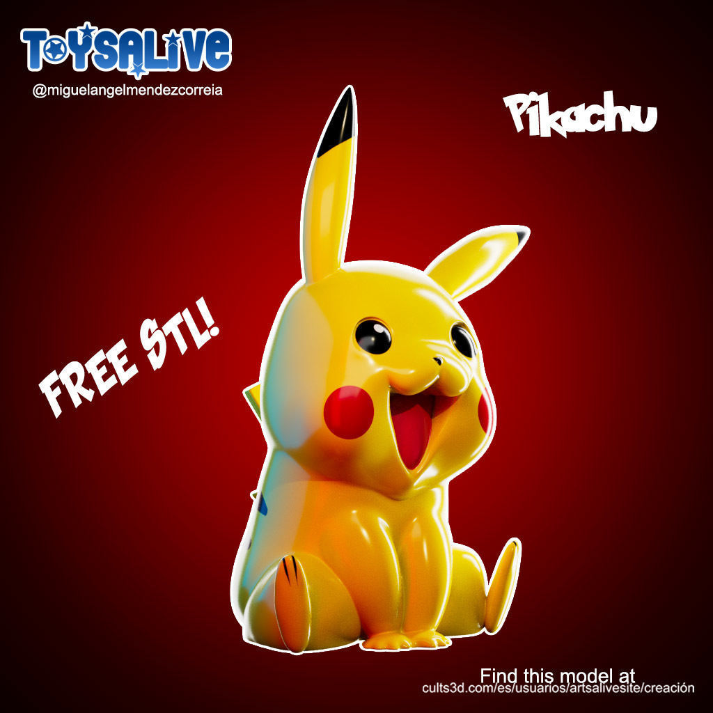 Pikachu Free stl free 3D model | CGTrader