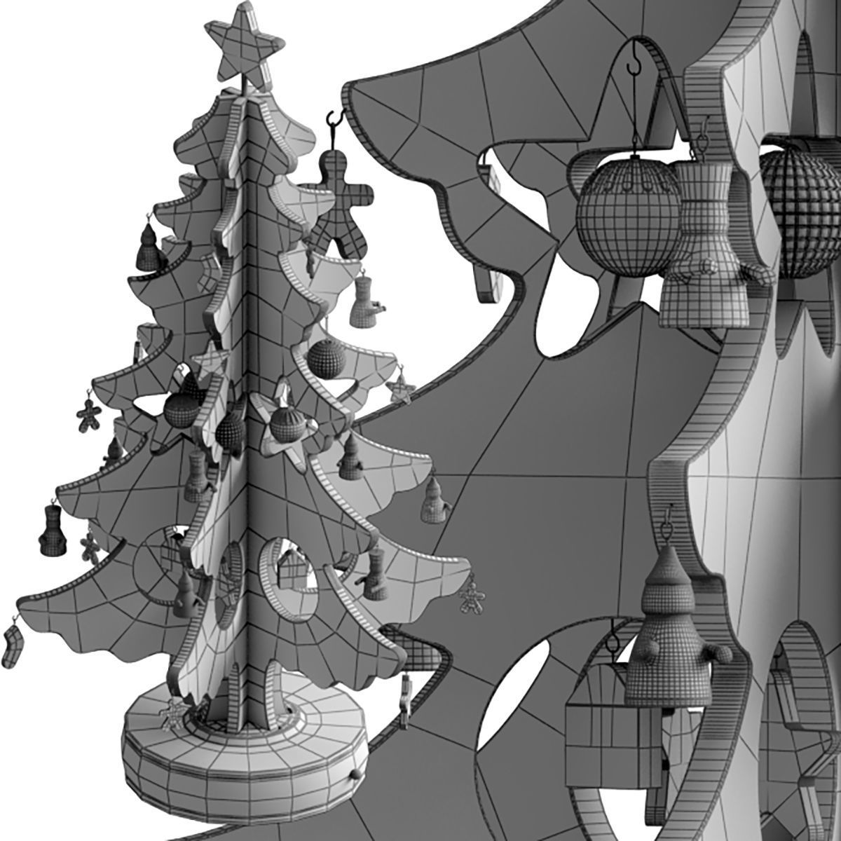 Christmas tree with mini ornaments 3D model | CGTrader