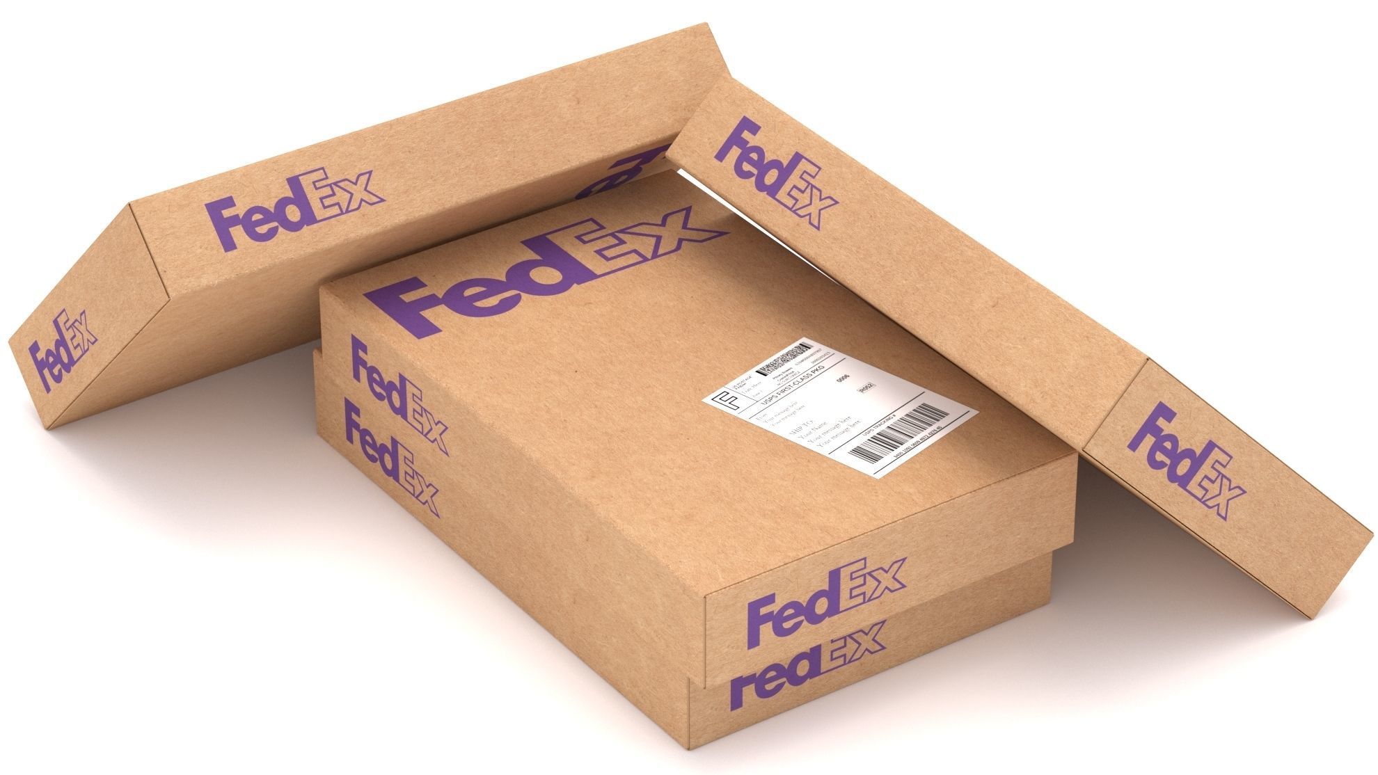 Cardboard Packaging Box Fedex 3D model | CGTrader