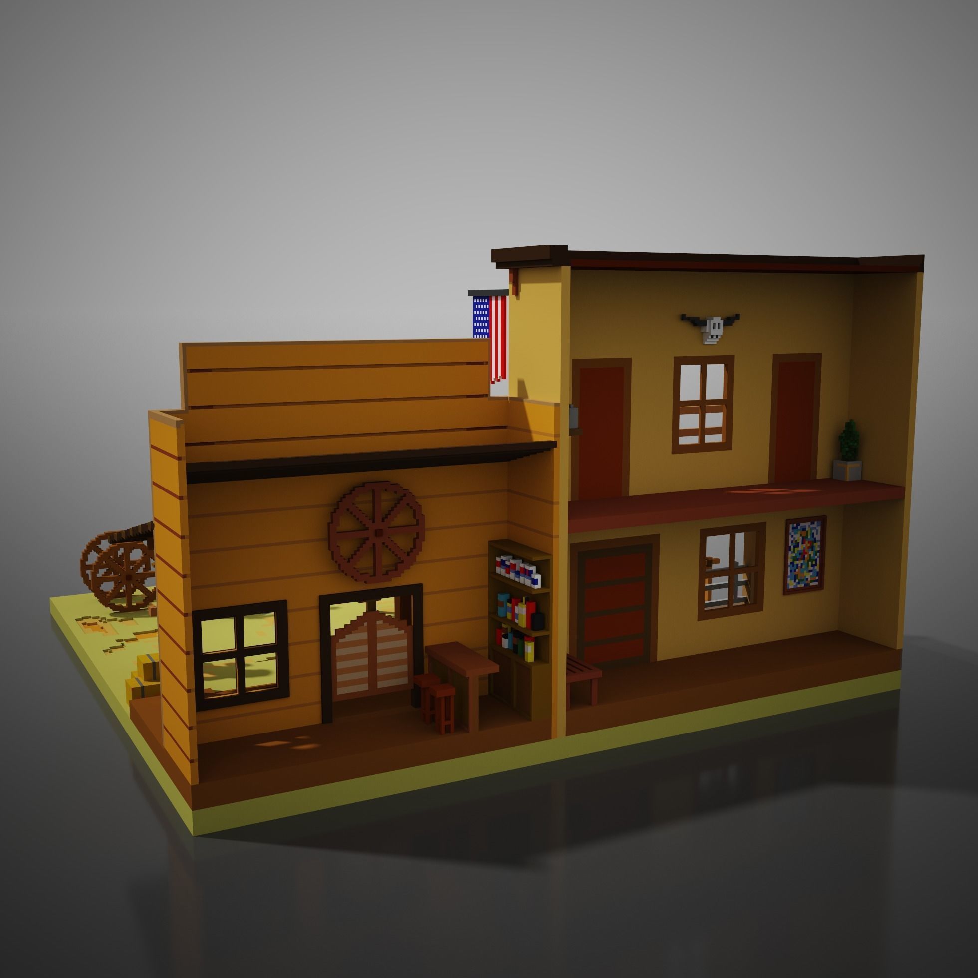 Cowboy Town Voxel 3D model | CGTrader
