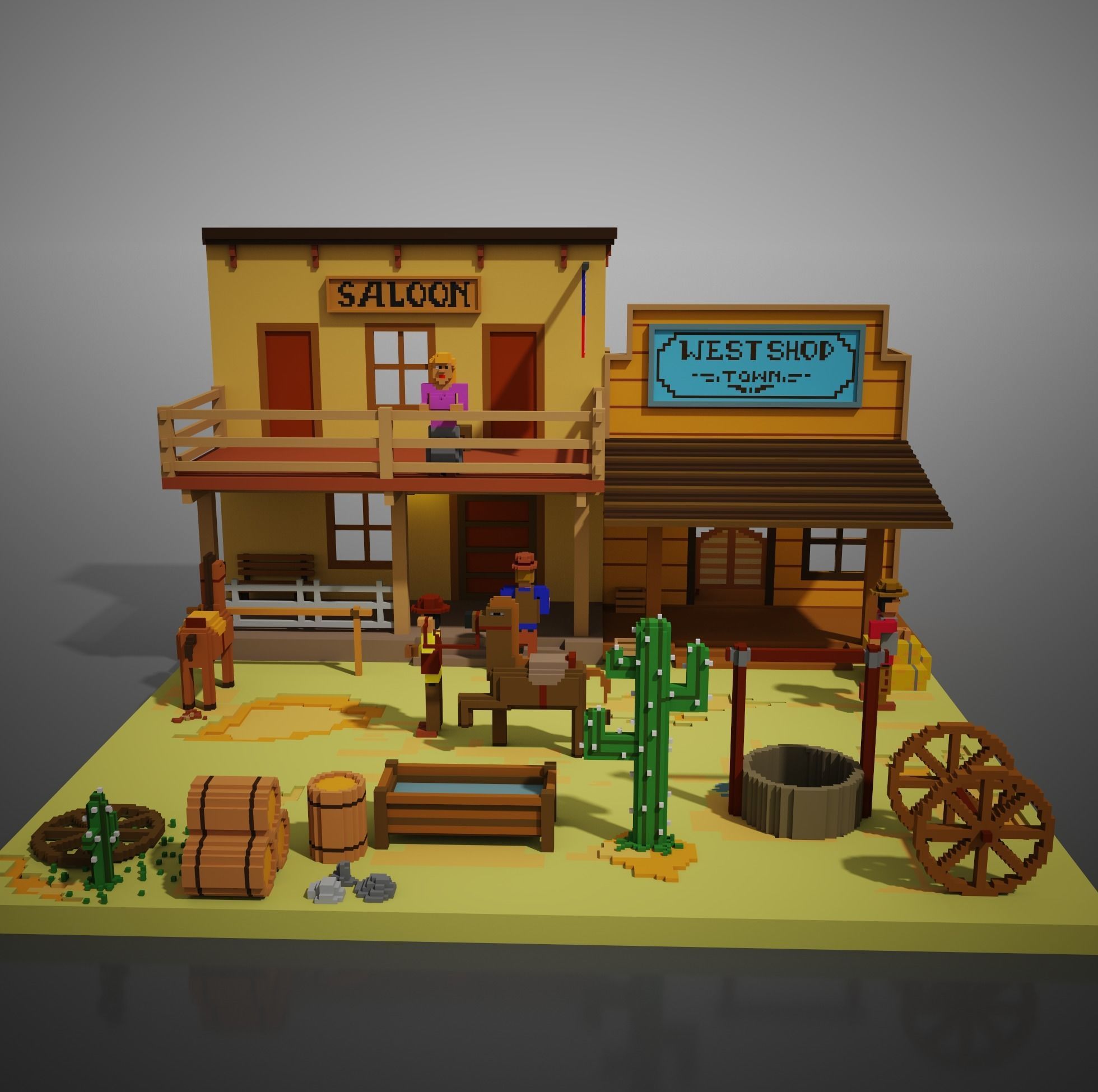 Cowboy Town Voxel 3D model | CGTrader