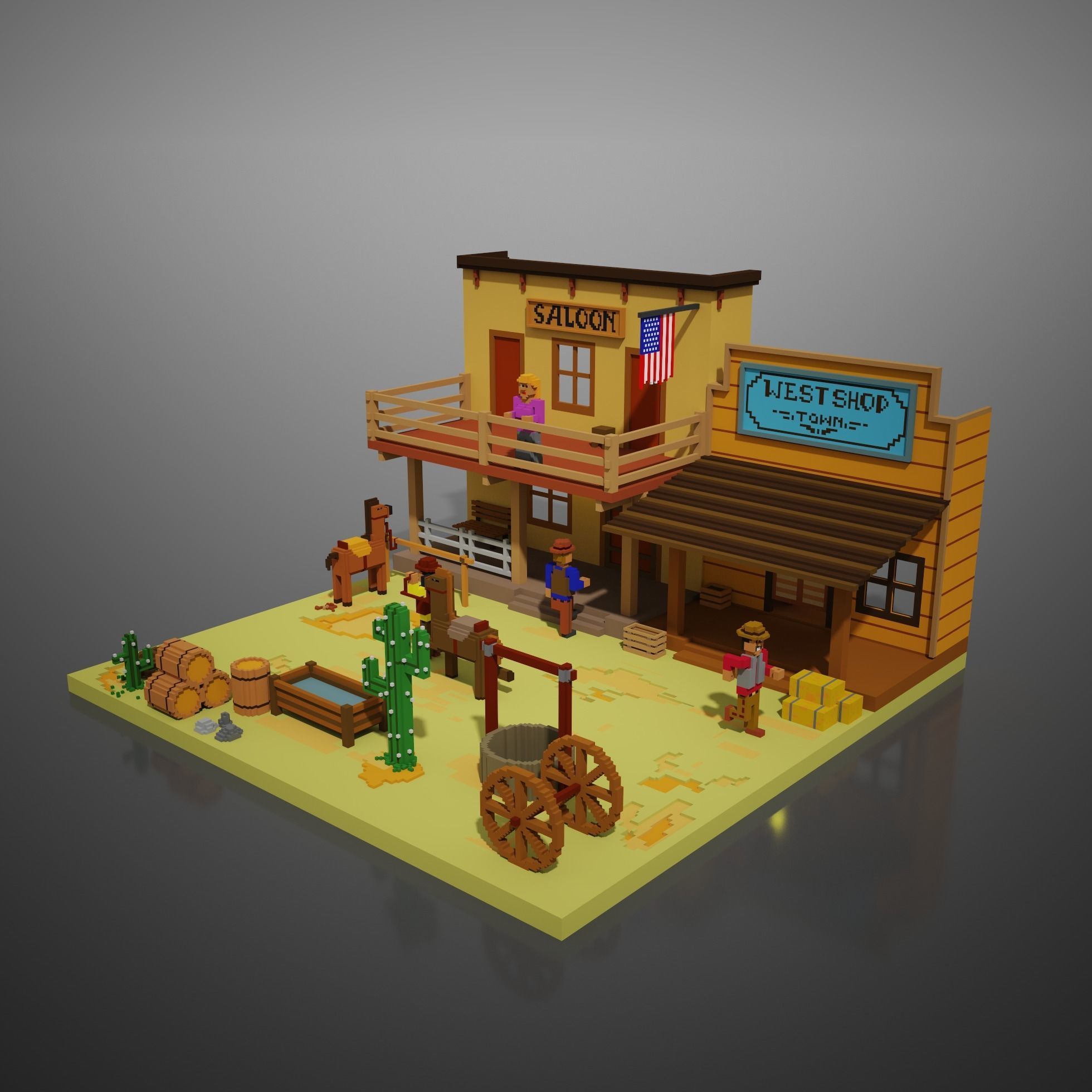 Cowboy Town Voxel 3D model | CGTrader