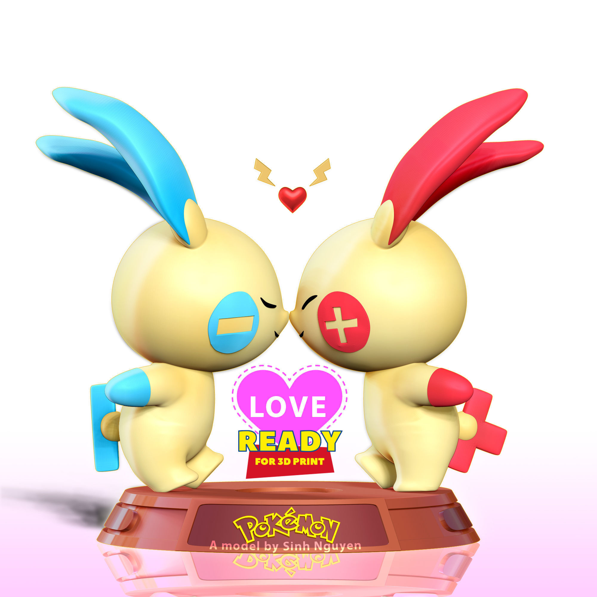 Plusle and Minun - Pokemon Fanart 3D model 3D printable | CGTrader