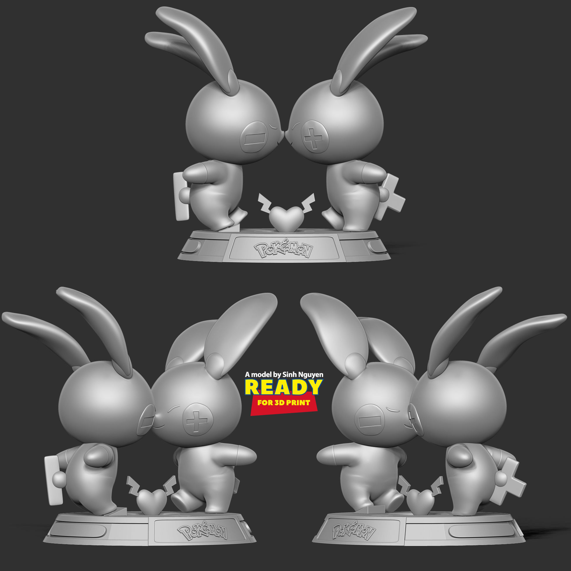 Plusle and Minun - Pokemon Fanart 3D model 3D printable | CGTrader