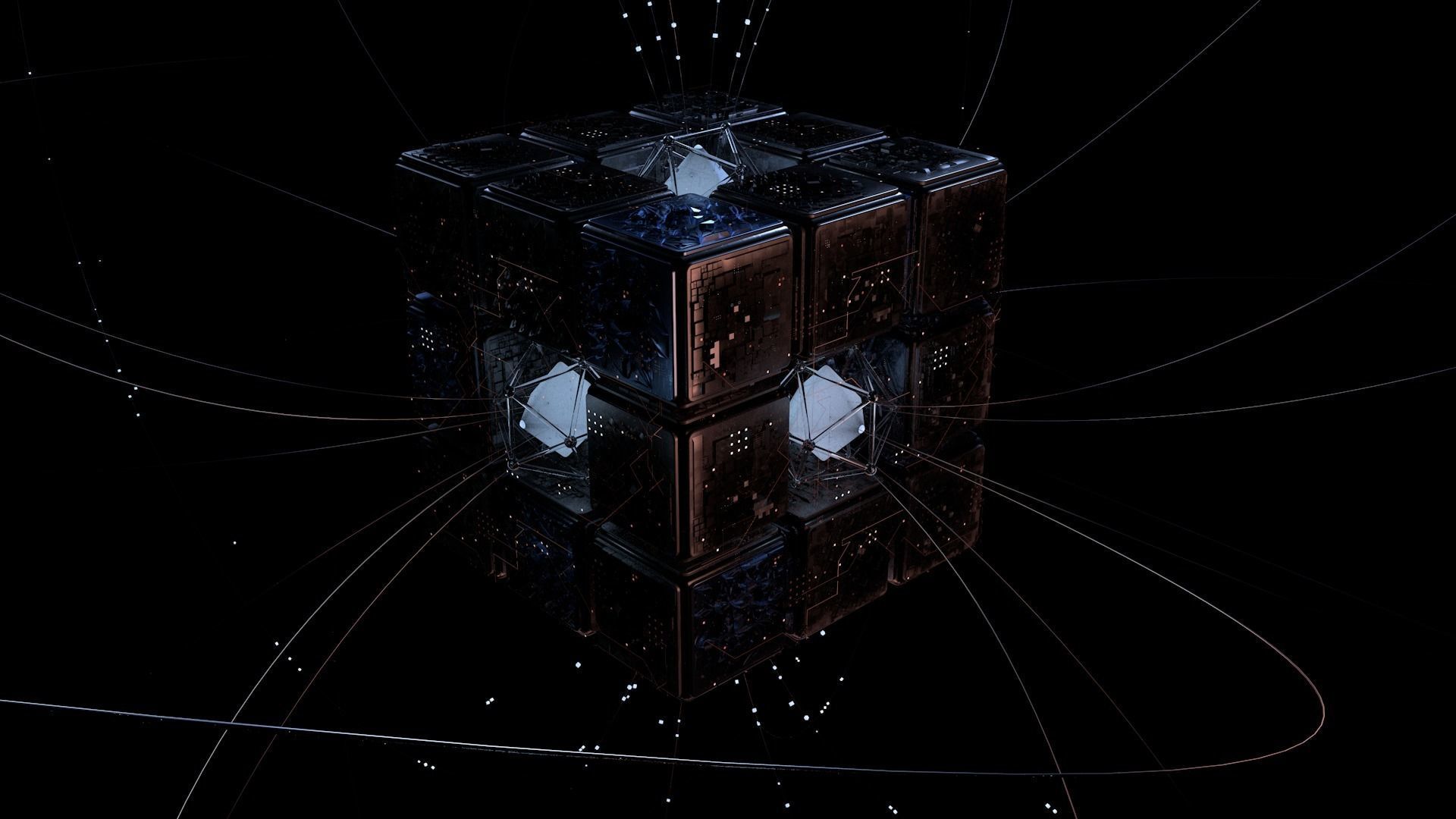 Future technology Cyberpunk Rubiks cube 3D model animated | CGTrader