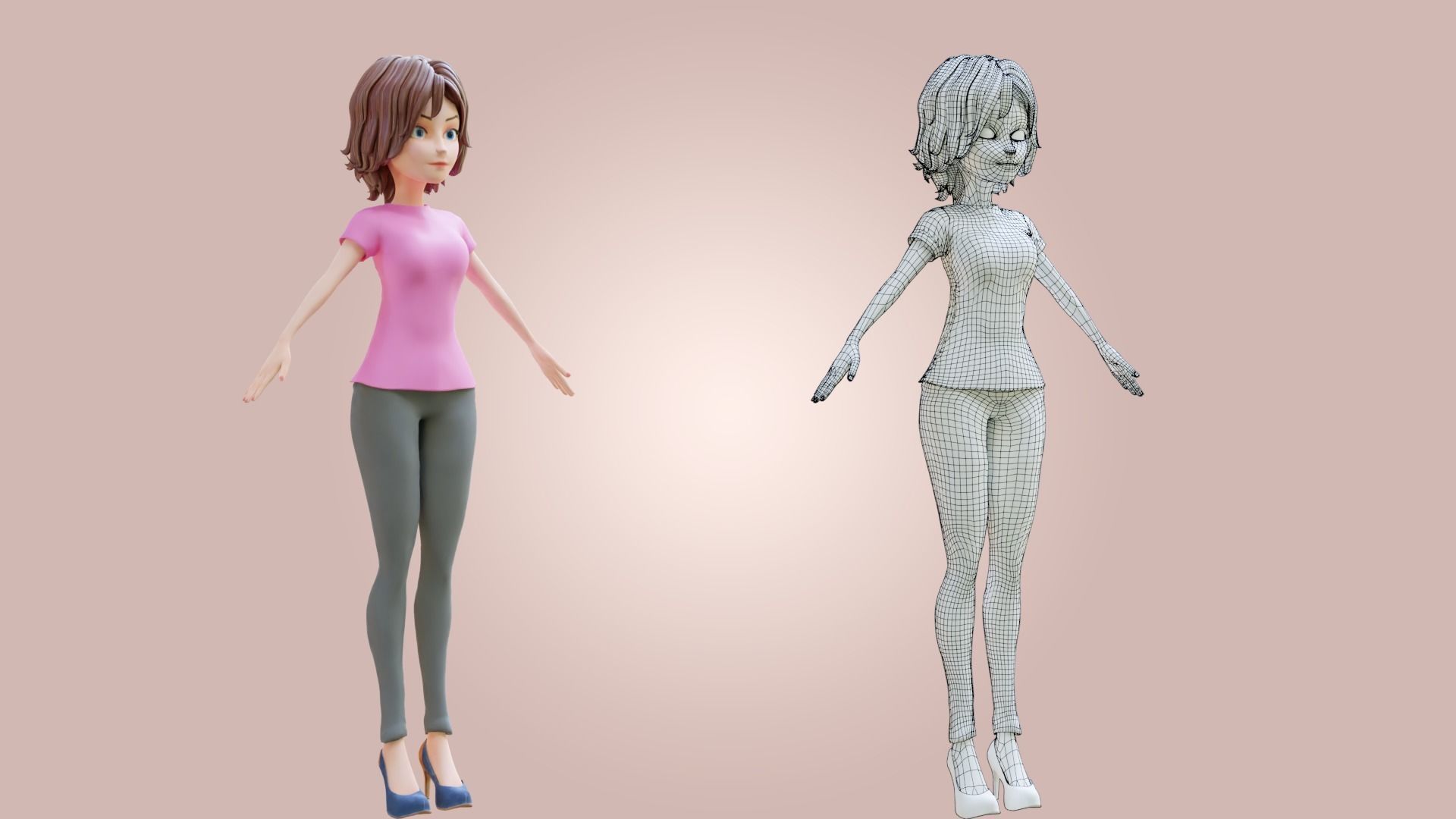3D model Cartoon Woman Rigged 3D model VR / AR / low-poly rigged ...
