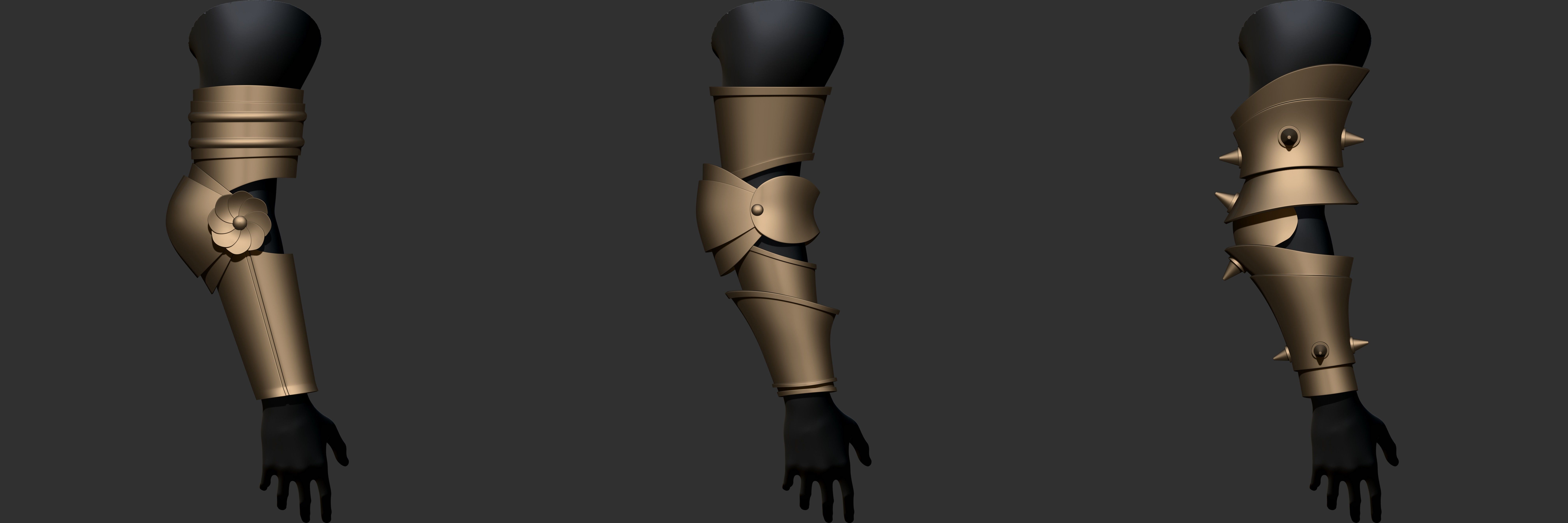 3D model 50 Vambrace Highpoly and Lowpoly pack With UVs VR / AR / low ...