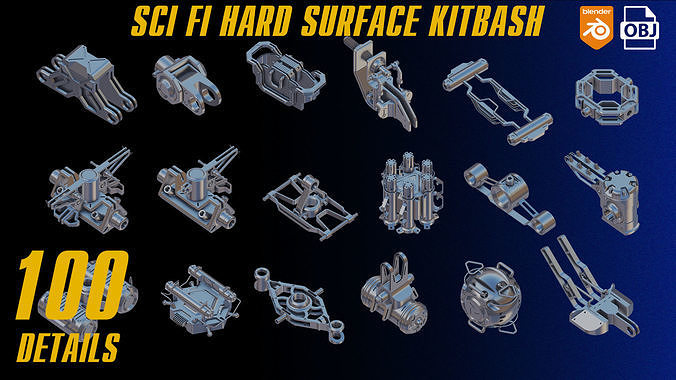 Sci-Fi Hard Surface KITBASH 100 DETAILS 3D model | CGTrader