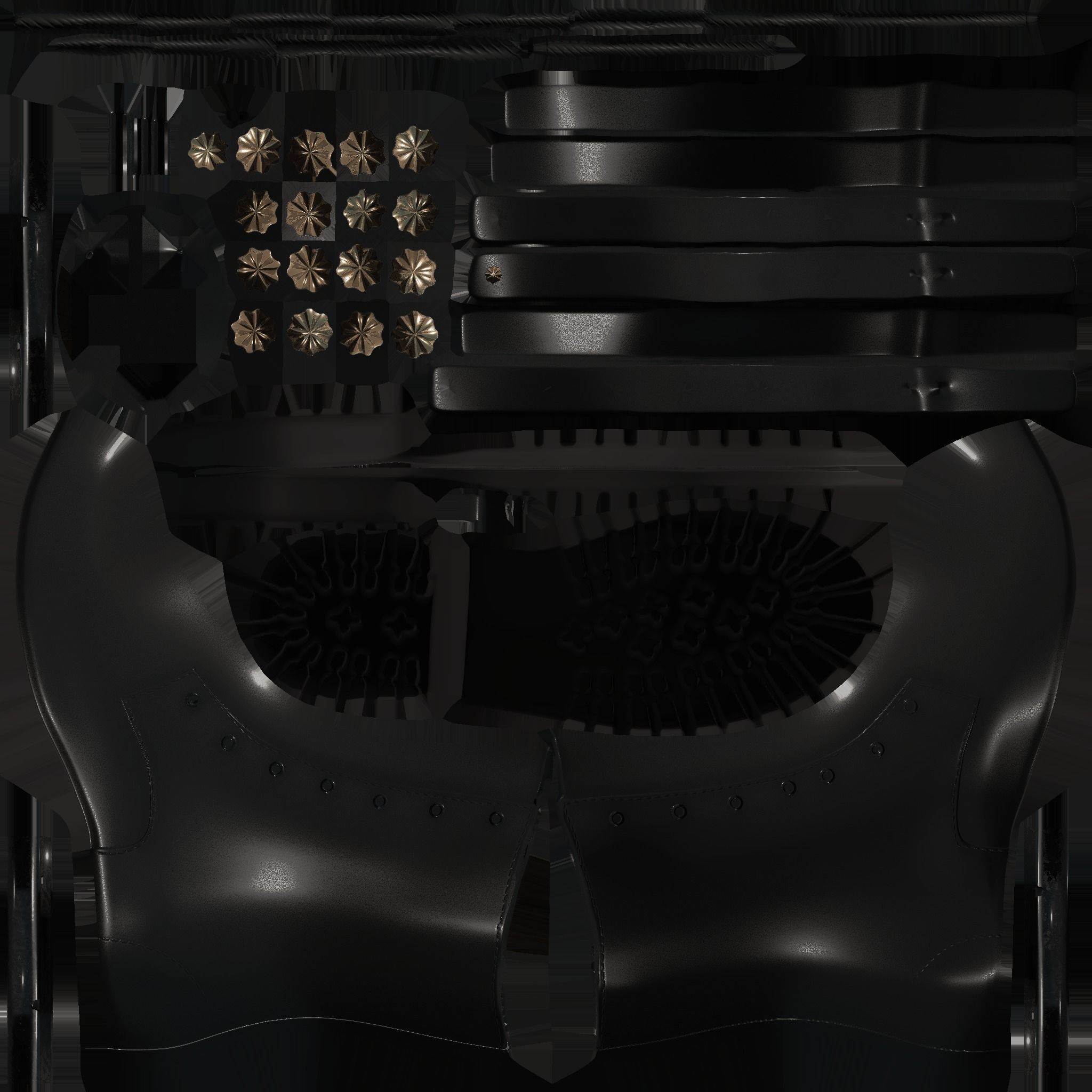 3D model Women Black Leather Motorcycle Biker Boots With Buckles VR ...