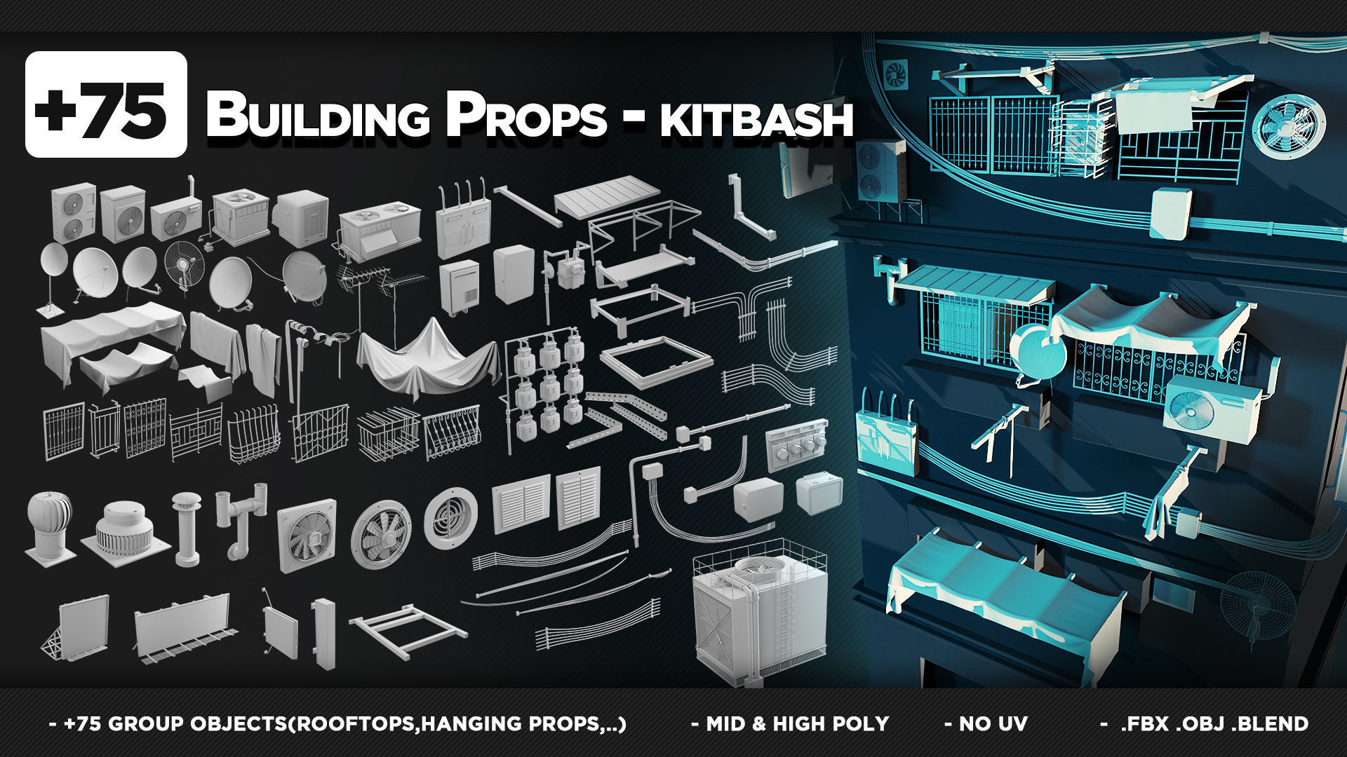 75 Building Props - KITBASH - VOL 06 3D model | CGTrader
