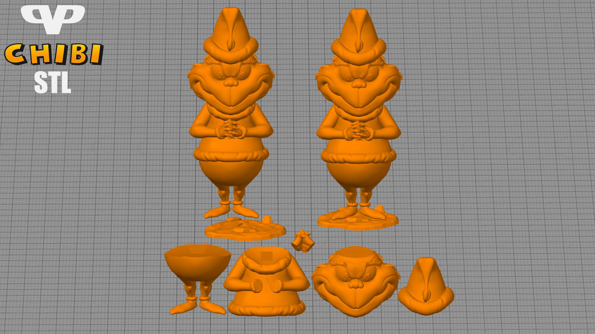 Grinch Chibi STL for 3D Printing ChibiSTL 3DXM 3D model 3D printable ...