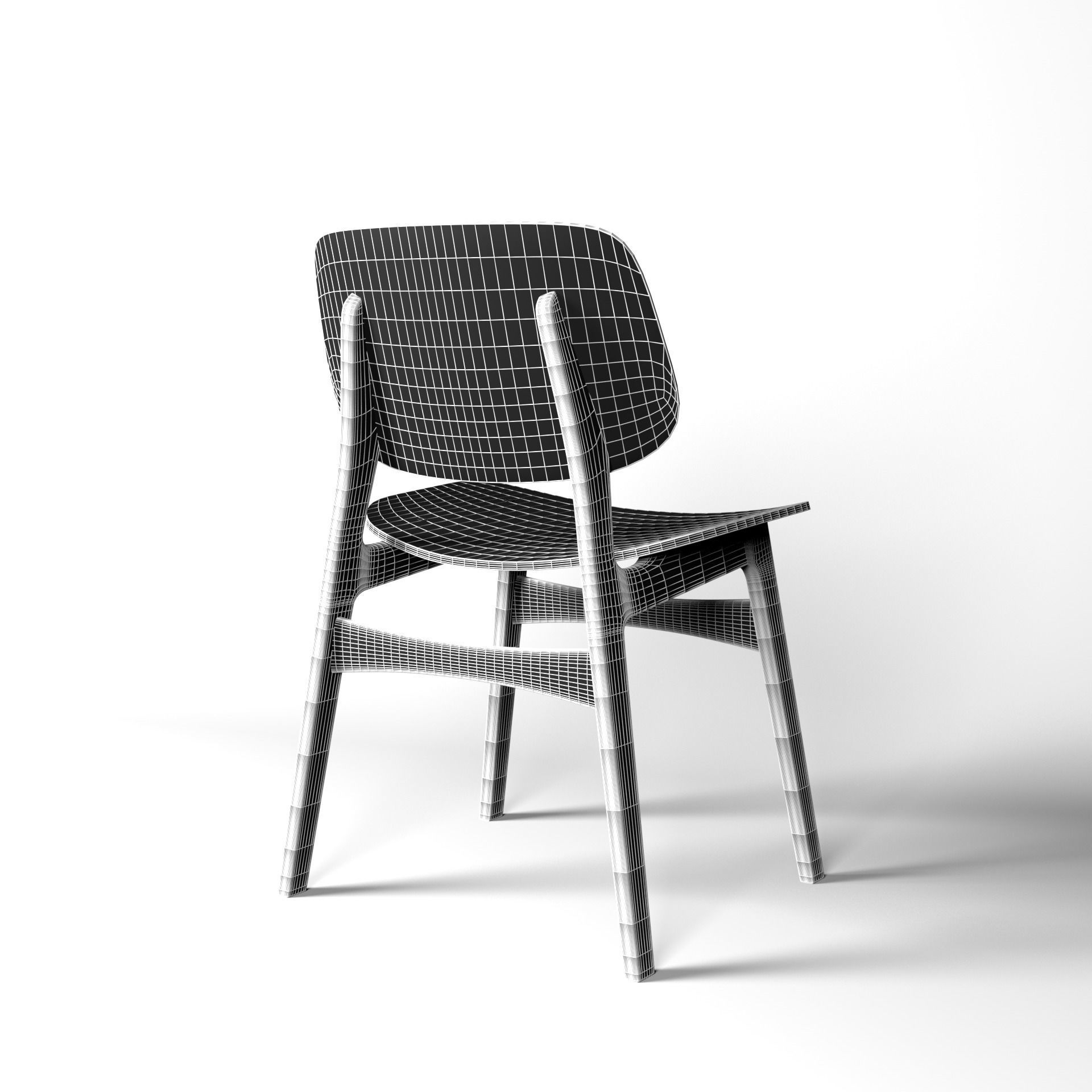Wood base chair free 3D model | CGTrader