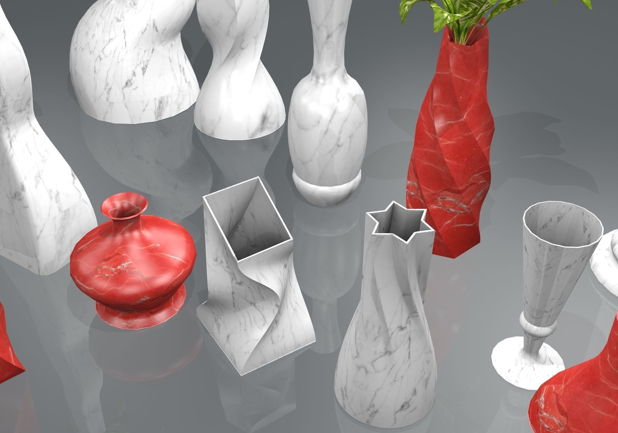 3D model WHITE RED MARBLE VASE VR / AR / low-poly | CGTrader