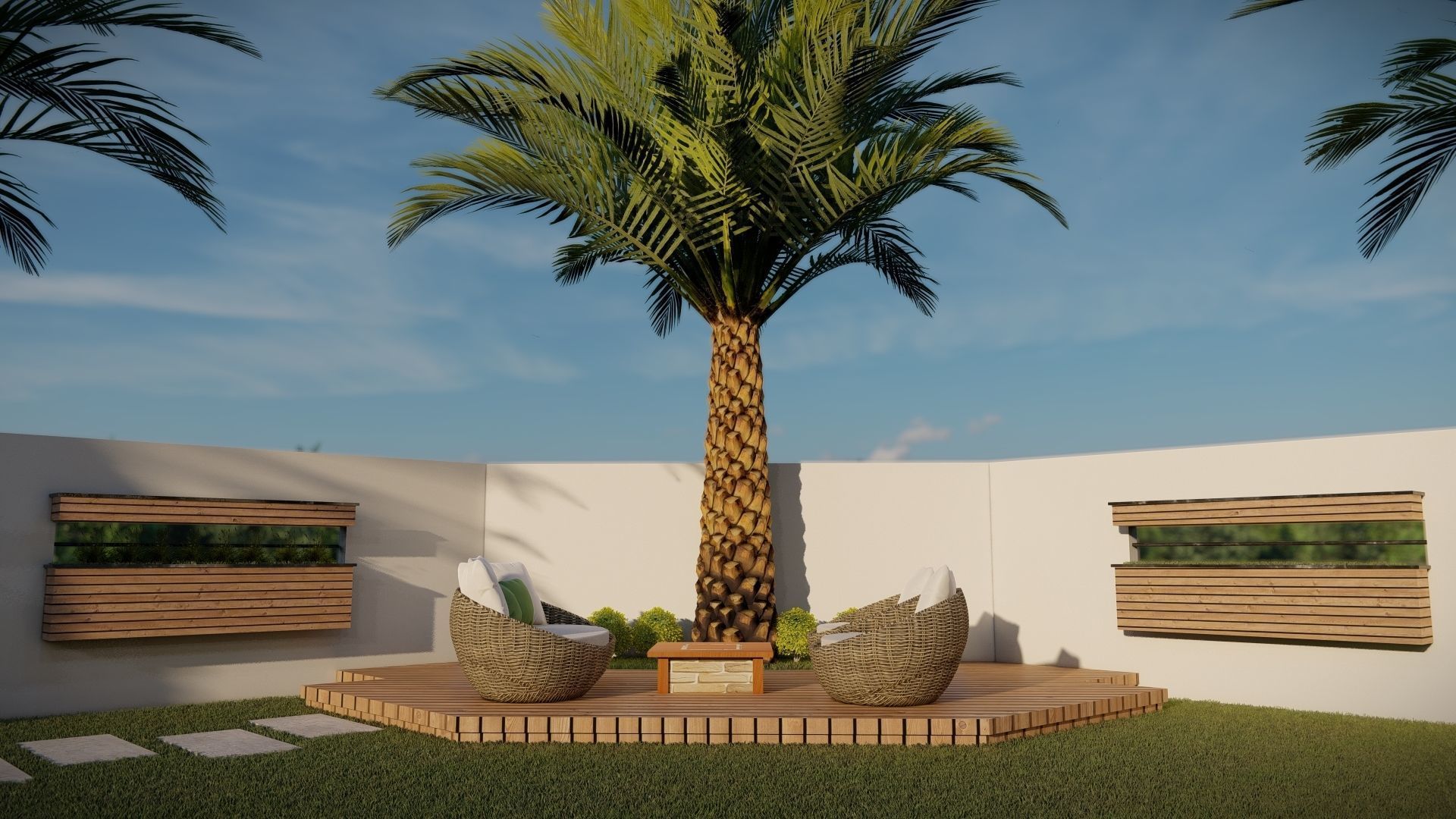 Garden design 3d model of luxury villa 3D model | CGTrader