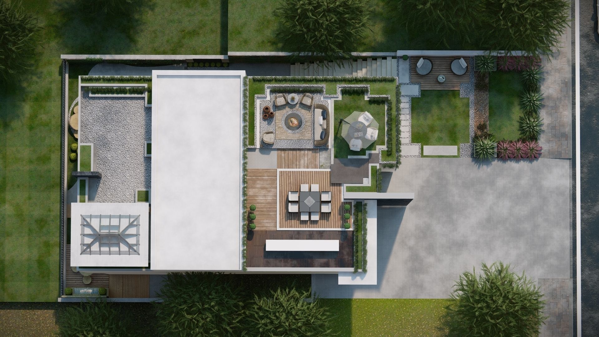 Roof top landscape design with conservatory 3d model 3D model | CGTrader