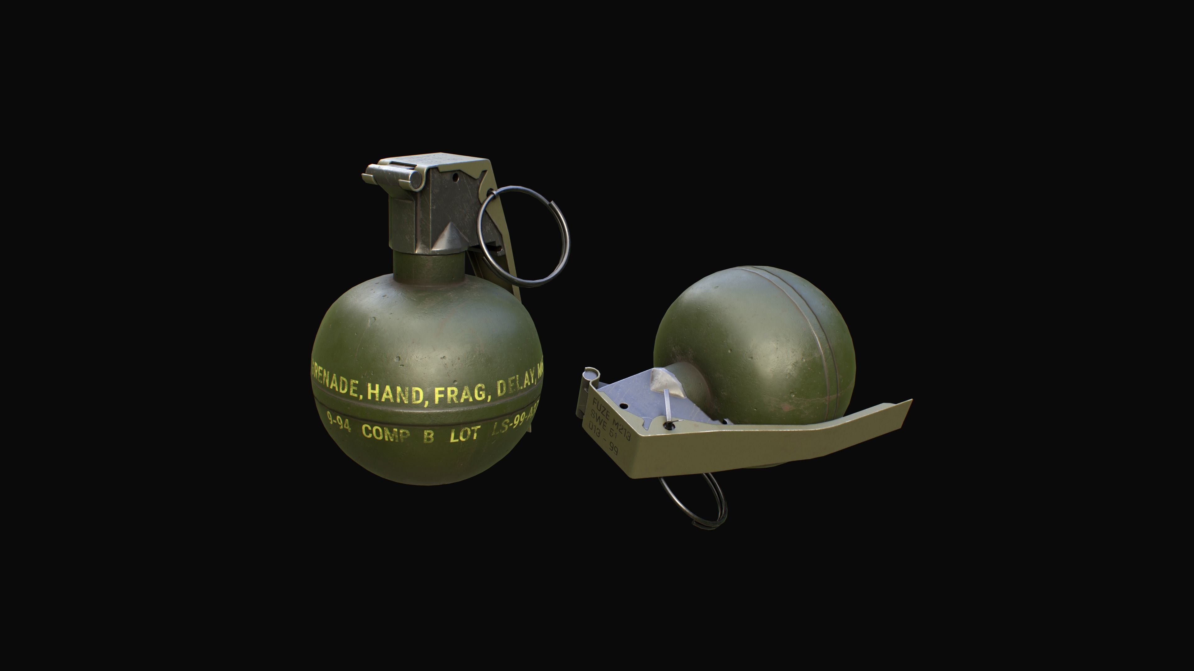 3D model M67 fragmentation grenade VR / AR / low-poly | CGTrader