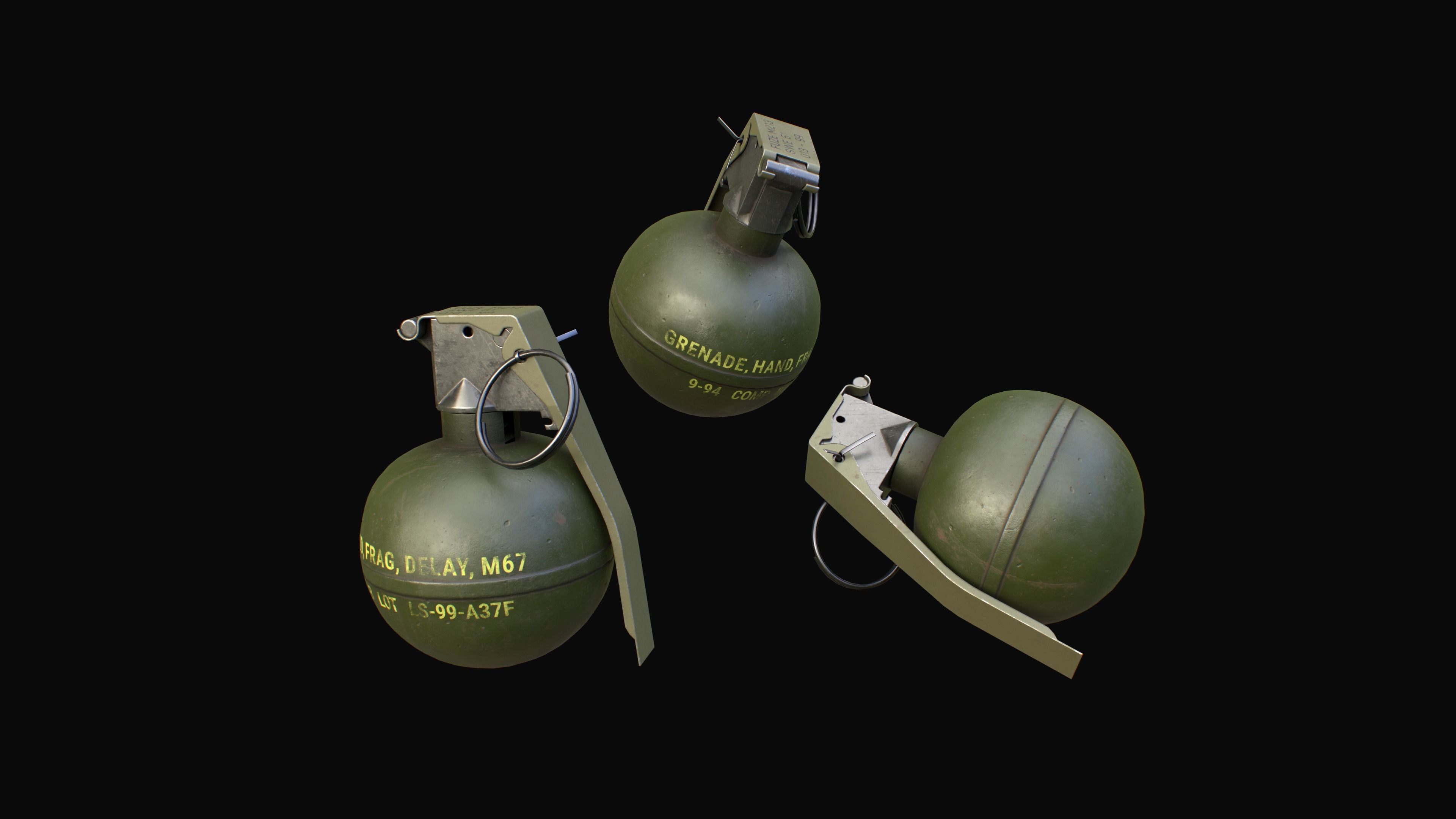 3D model M67 fragmentation grenade VR / AR / low-poly | CGTrader