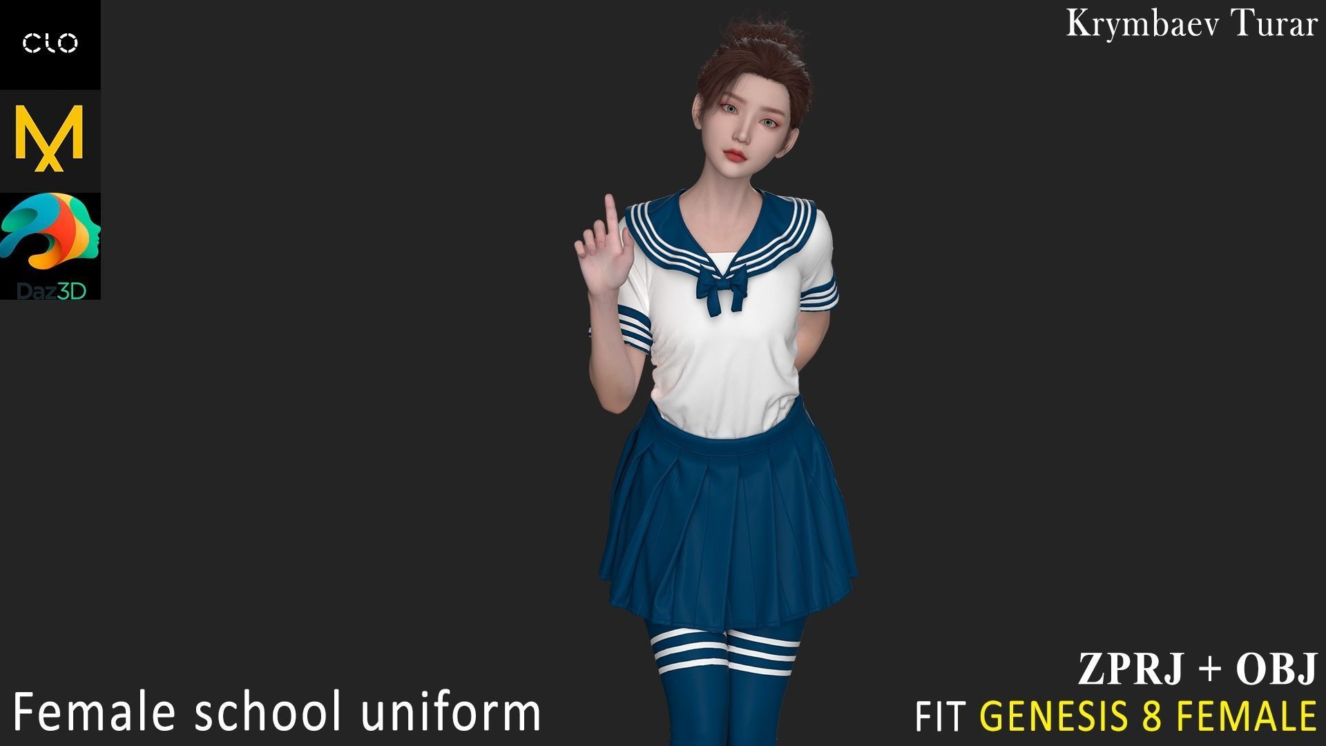 Female school uniform Marvelous Designer project 3D model | CGTrader