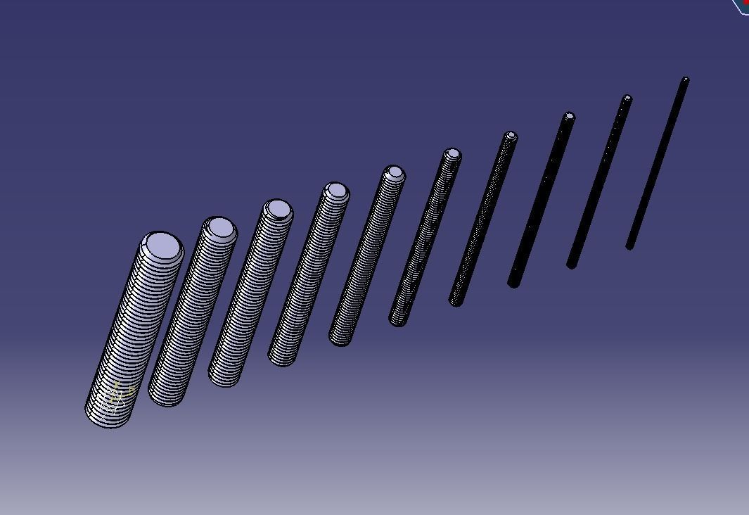 M3 to M20 x 120mm Threaded Bars 3D model 3D printable | CGTrader