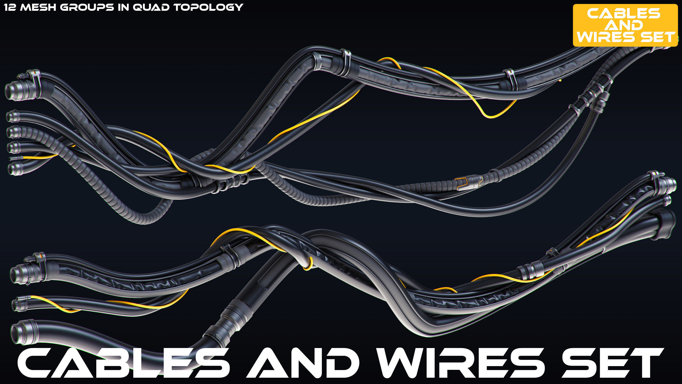 Cables and Wires set 3D model | CGTrader