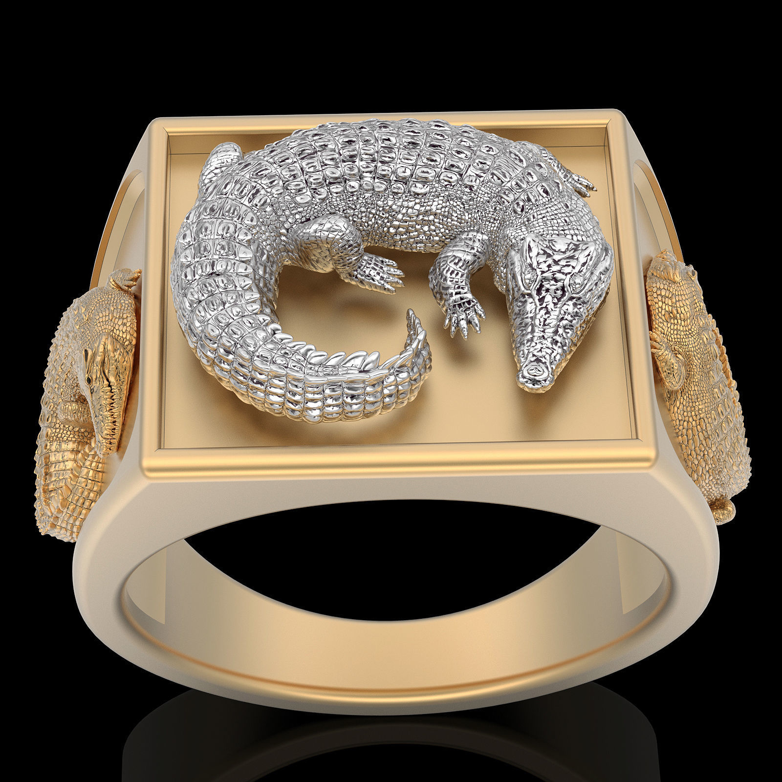 Crocodile ring silver gold jewelry printable 3D model 3D model 3D ...