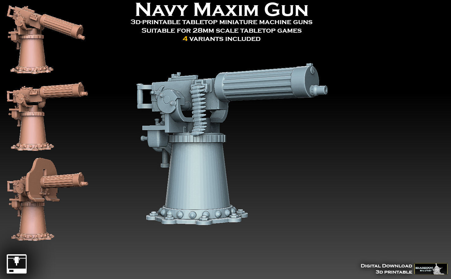 Navy Maxim Gun 3D model 3D printable | CGTrader