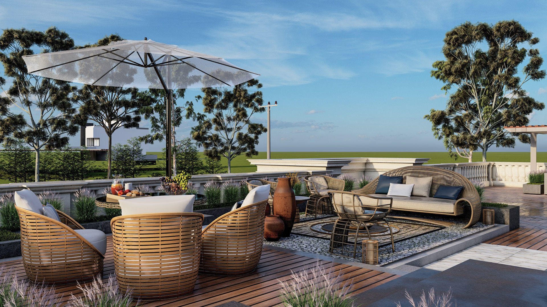 Neoclassical House design with roof top landscape 3D model | CGTrader