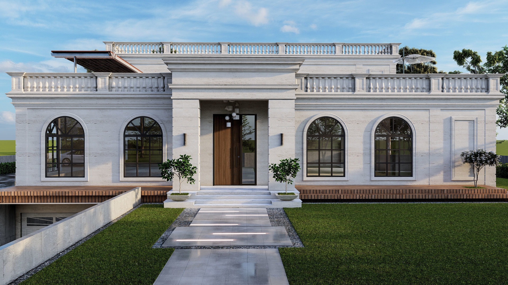 Neoclassical House design with roof top landscape 3D model | CGTrader
