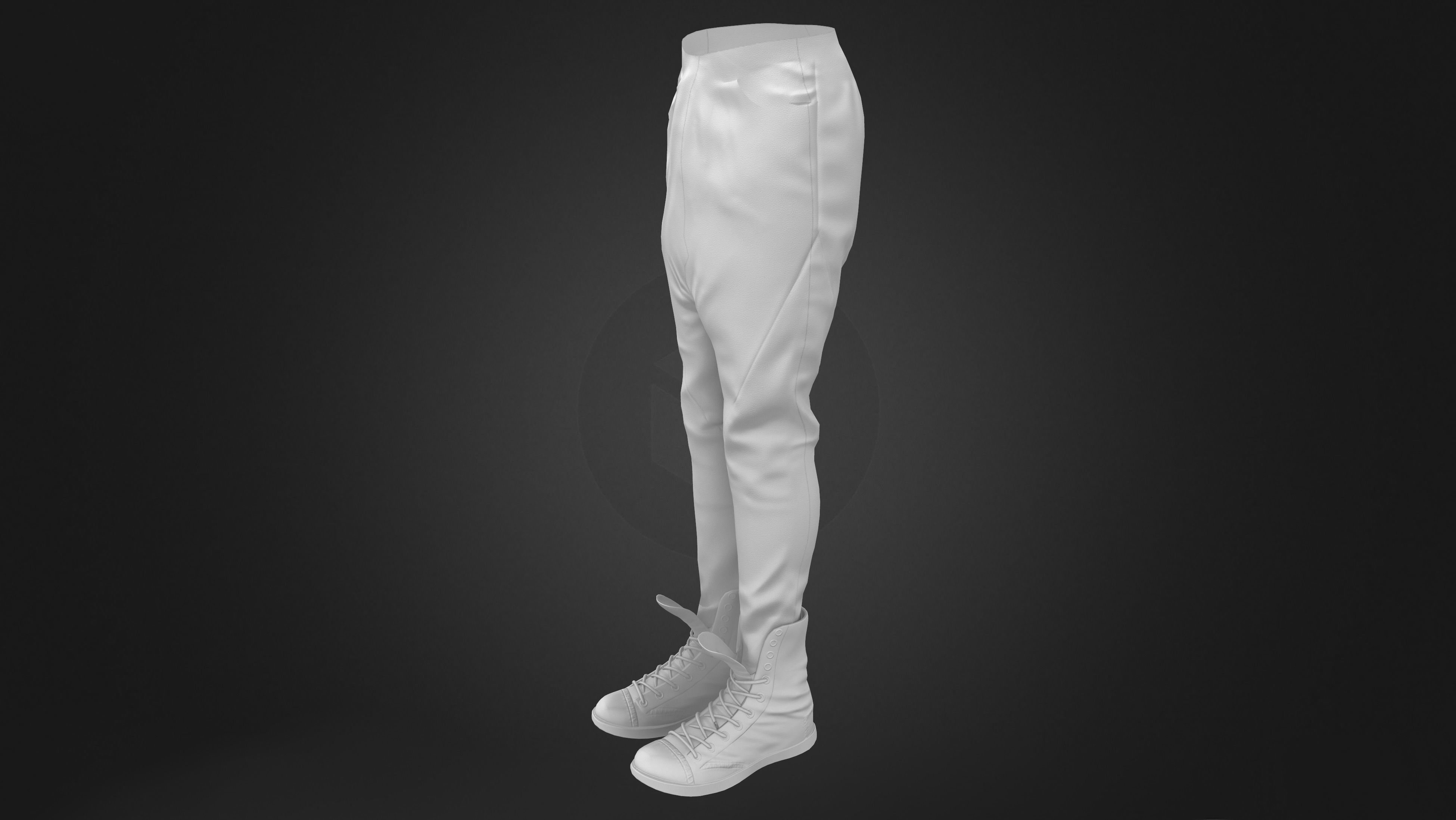 3D model Men Futuristic Drop Groin Urban Pants With Boots VR / AR / low ...
