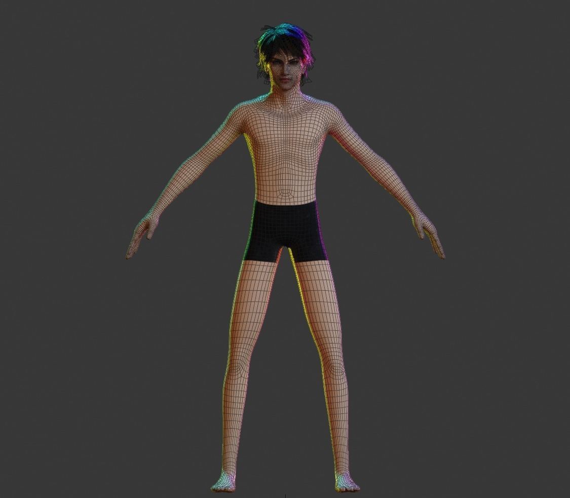 3D model Male KPop base Character PBR Game ready VR / AR / low-poly ...