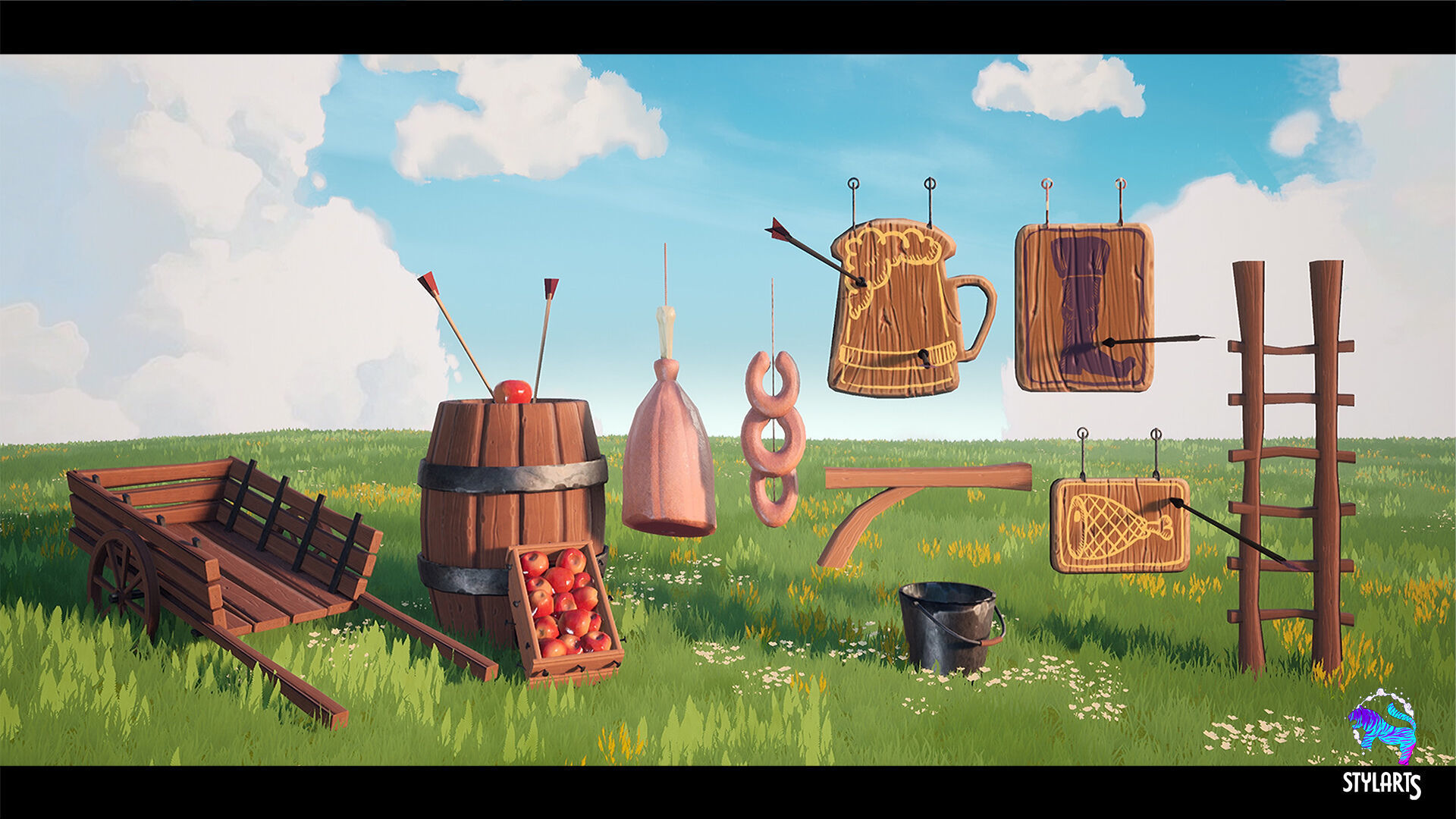 Modular Stylized Medieval Town 3D model | CGTrader