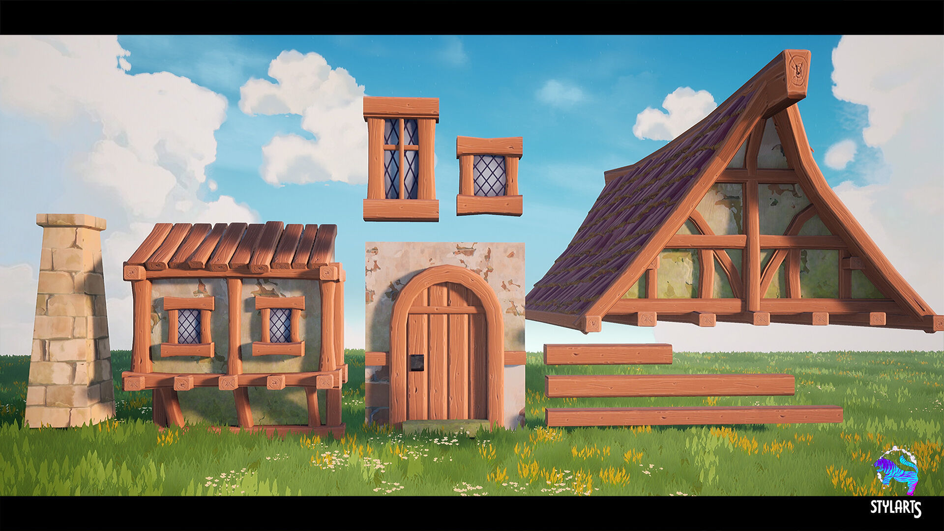Modular Stylized Medieval Town 3D model | CGTrader