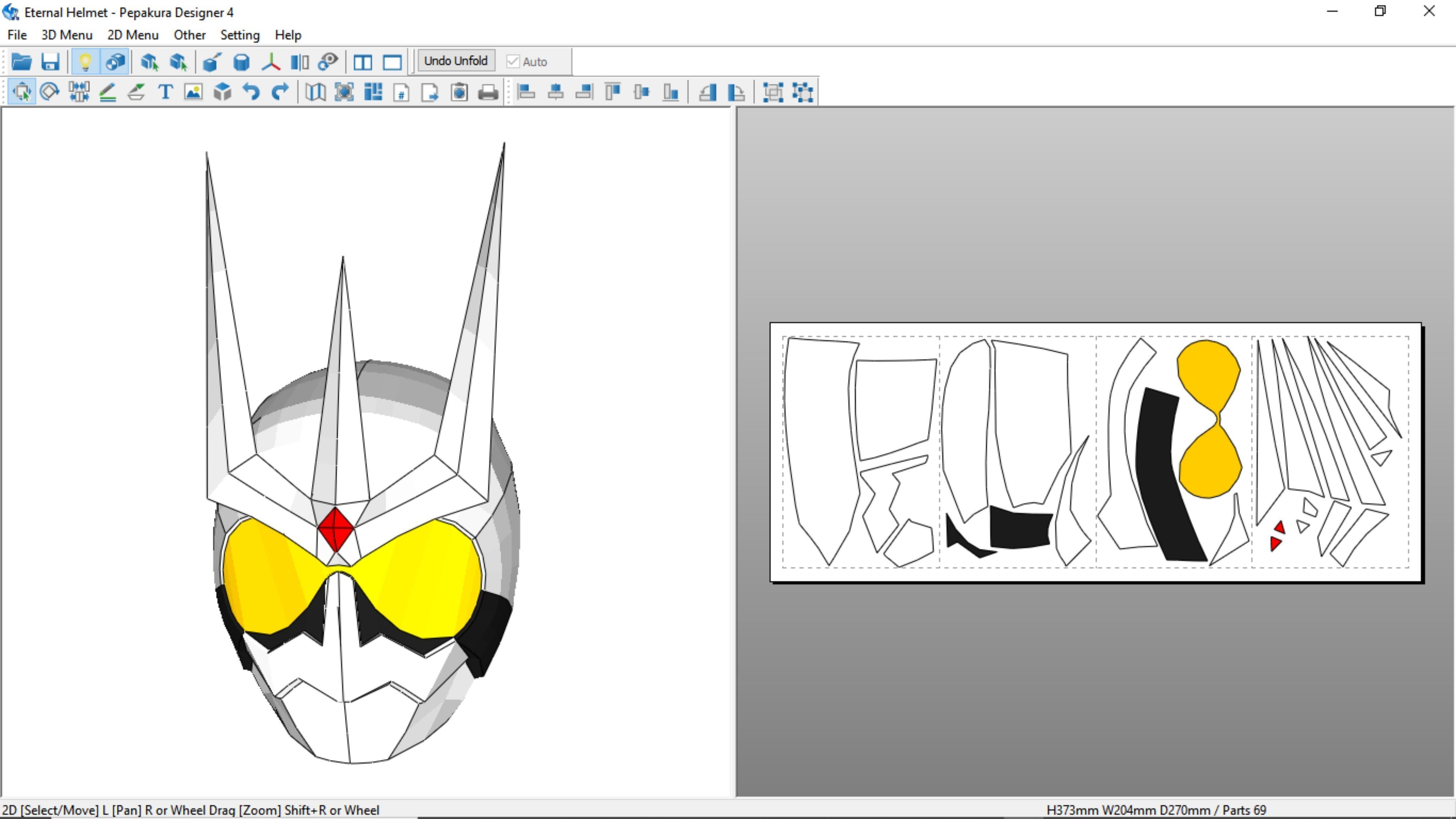 3D model Kamen Rider Eternal Helmet Pepakura Papercraft Template VR ...
