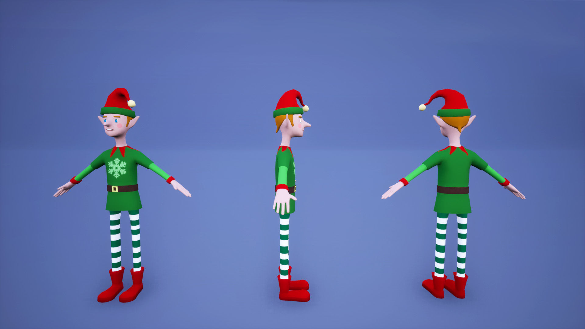 3D model Santa Claus and Elves Christmas Characters VR / AR / low-poly ...