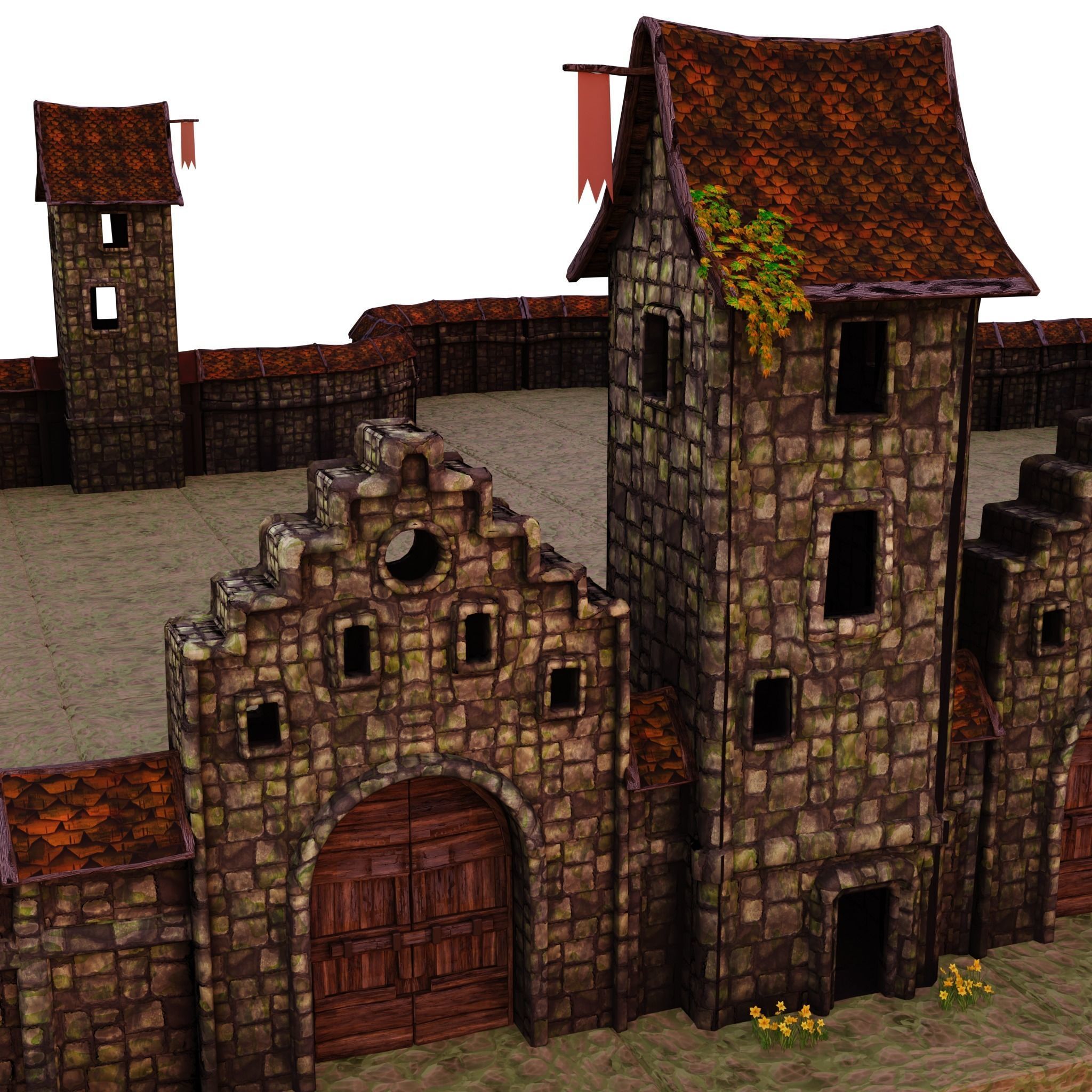 Medieval Stronghold Low-poly 3D model free VR / AR / low-poly 3D model ...