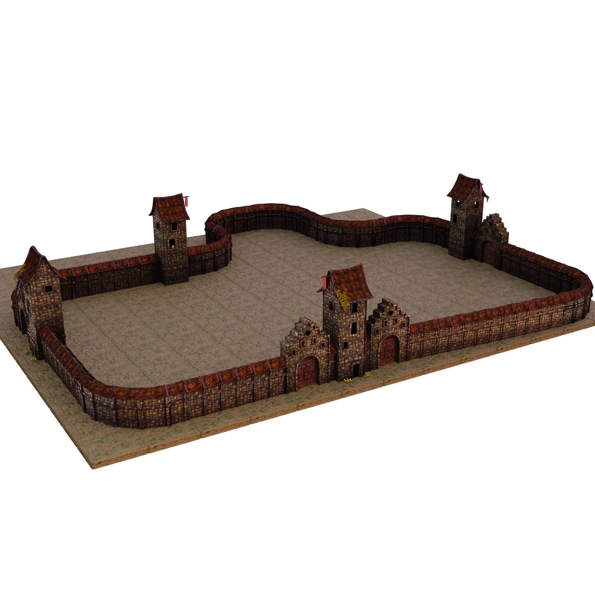 Medieval Stronghold Low-poly 3D model free VR / AR / low-poly 3D model ...