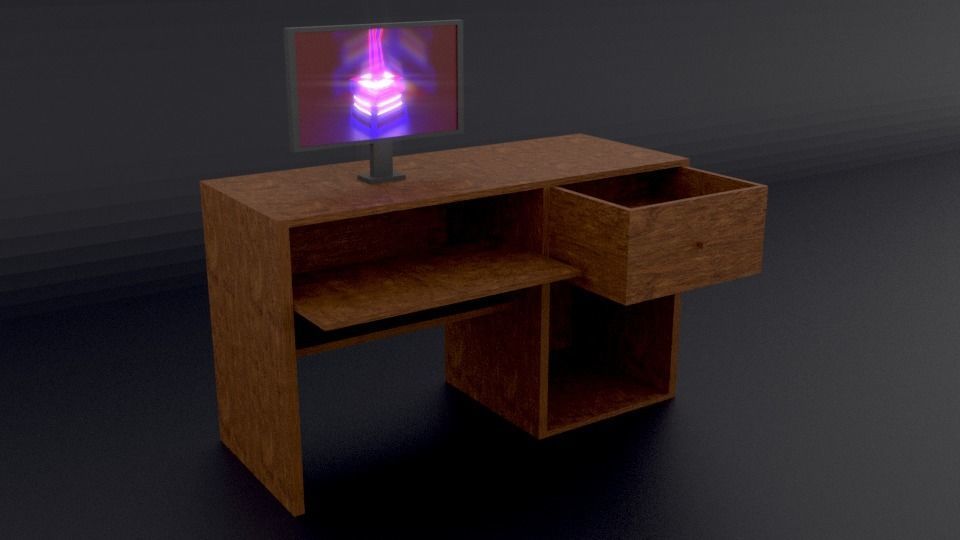 computer table with realistic texture 3D model | CGTrader