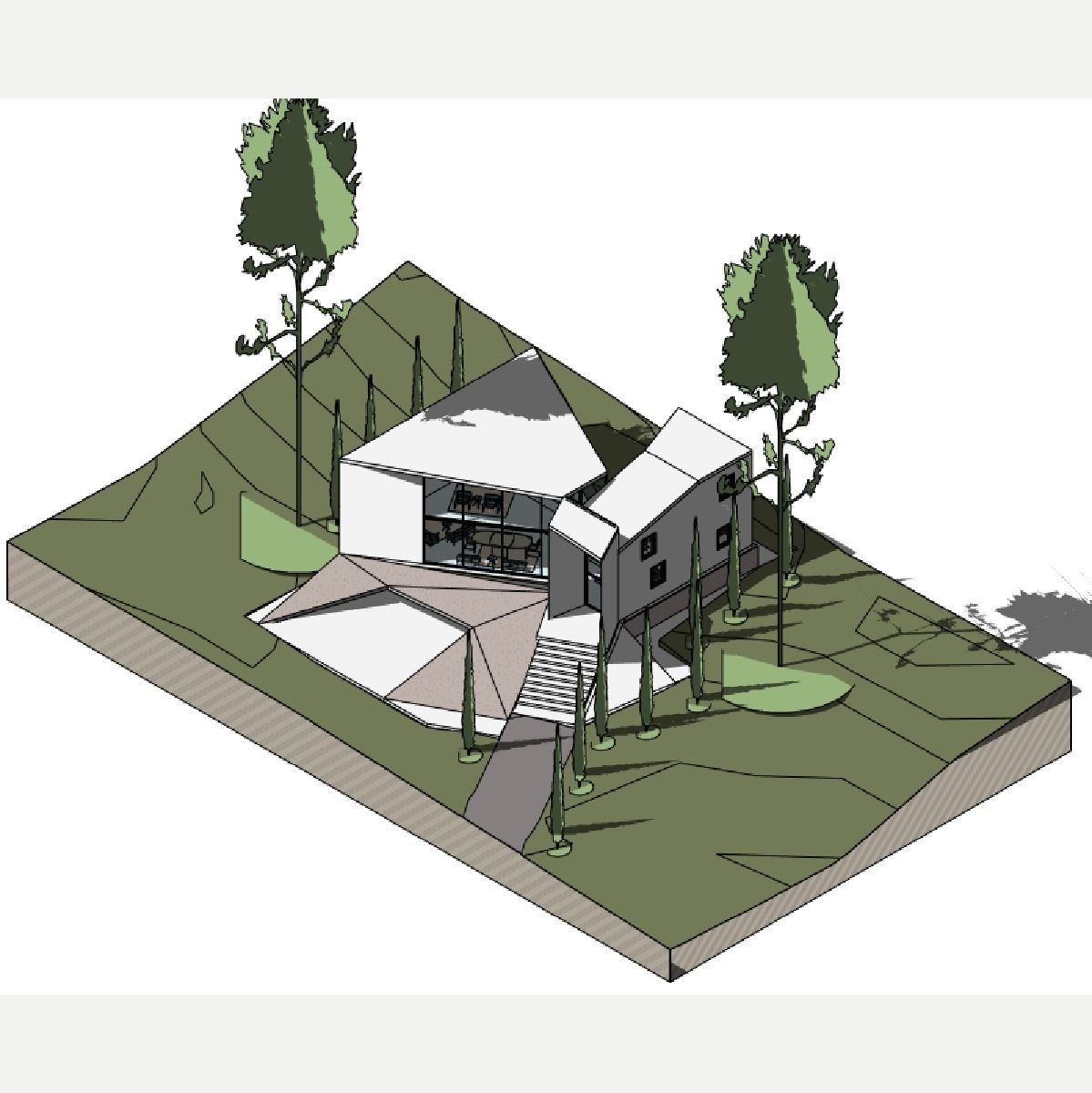 Assymetrical House- Revit 3D model | CGTrader
