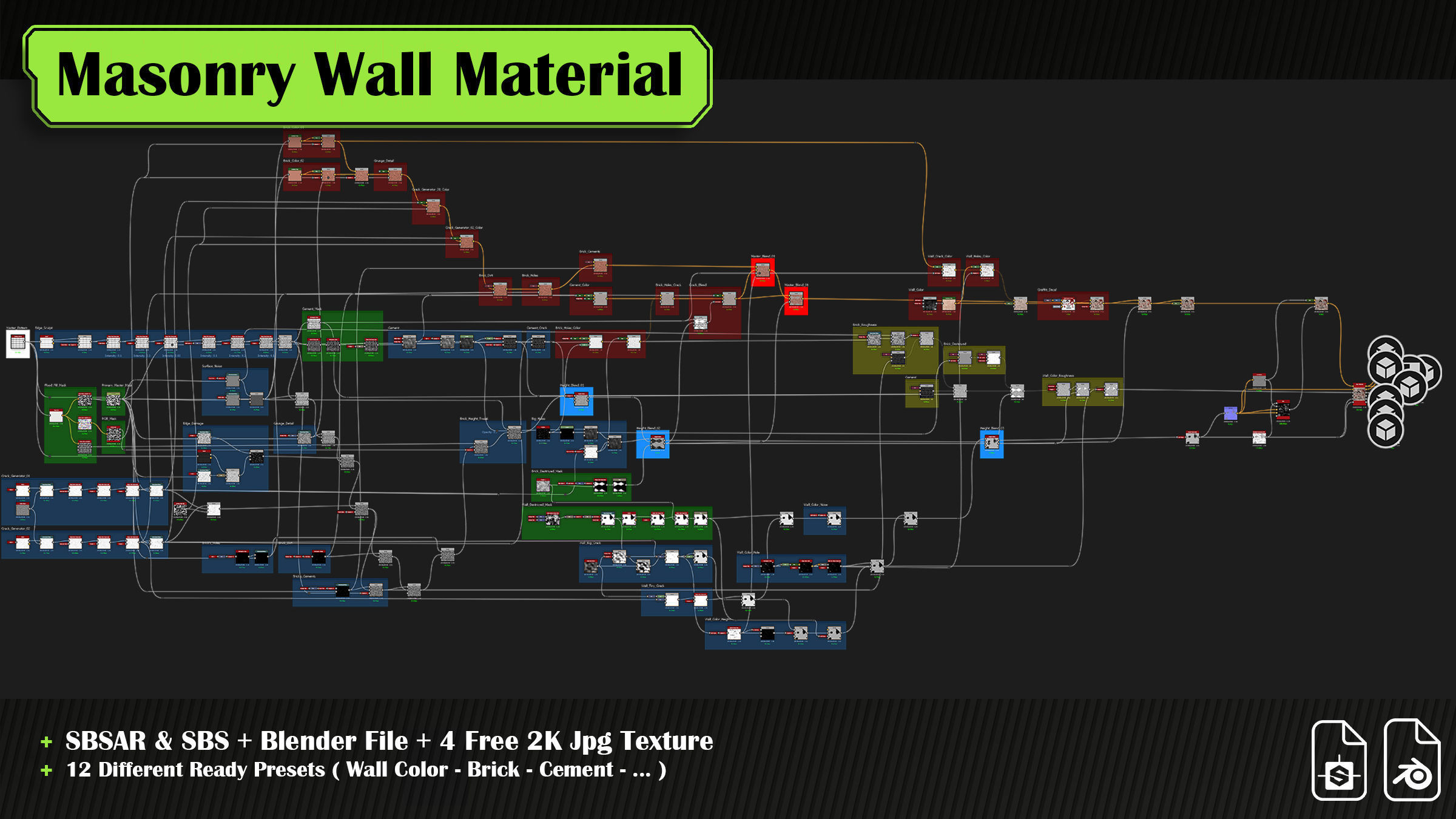 Procedural Masonry Wall PBR Material 3D model | CGTrader