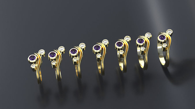 Wedding band-rings with gems cnc modelor 3D print model 3D model 3D ...