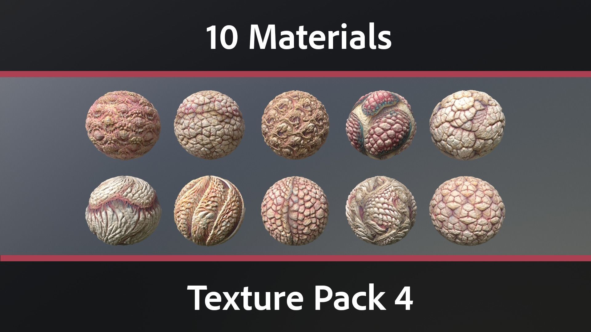 10 Materials Skin Monster Seamless PBR Pack 4 3D Model Collection ...