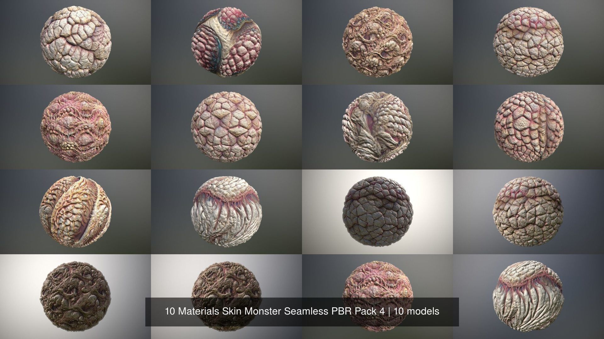 10 Materials Skin Monster Seamless PBR Pack 4 3D Model Collection | CGTrader
