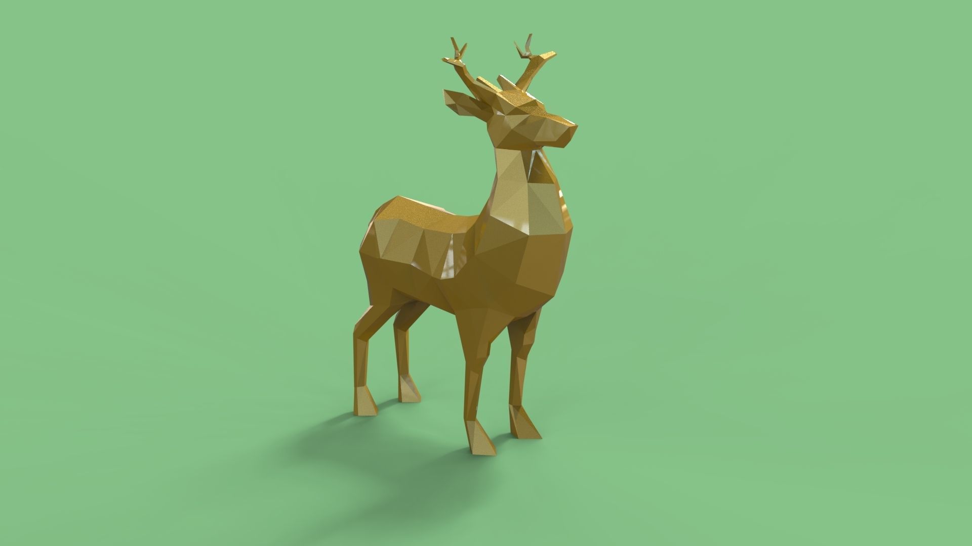 LOW POLY REINDEERS two golden deer 3D model 3D printable | CGTrader