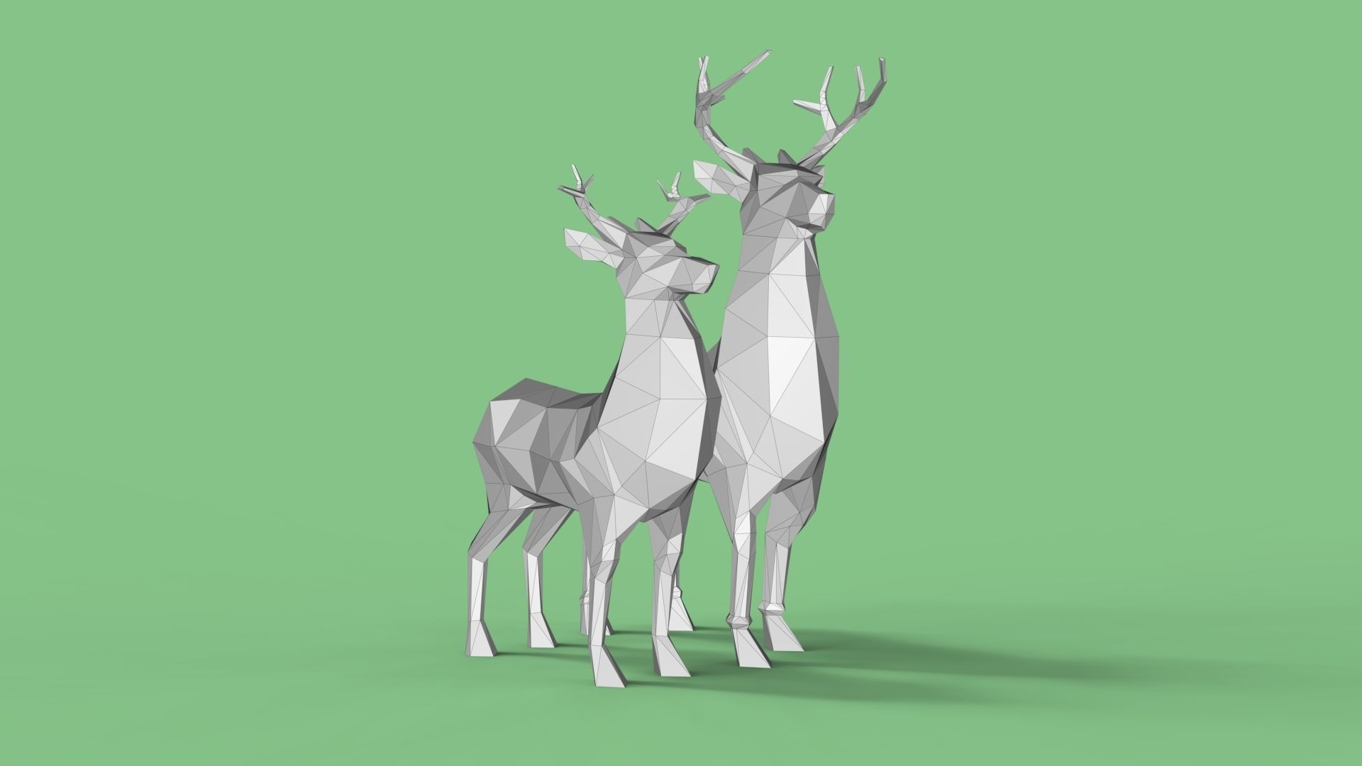 LOW POLY REINDEERS two golden deer 3D model 3D printable | CGTrader
