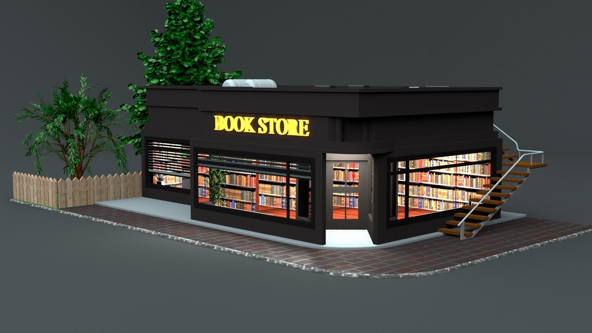 Stylized Book store Created in Maya free 3D model | CGTrader