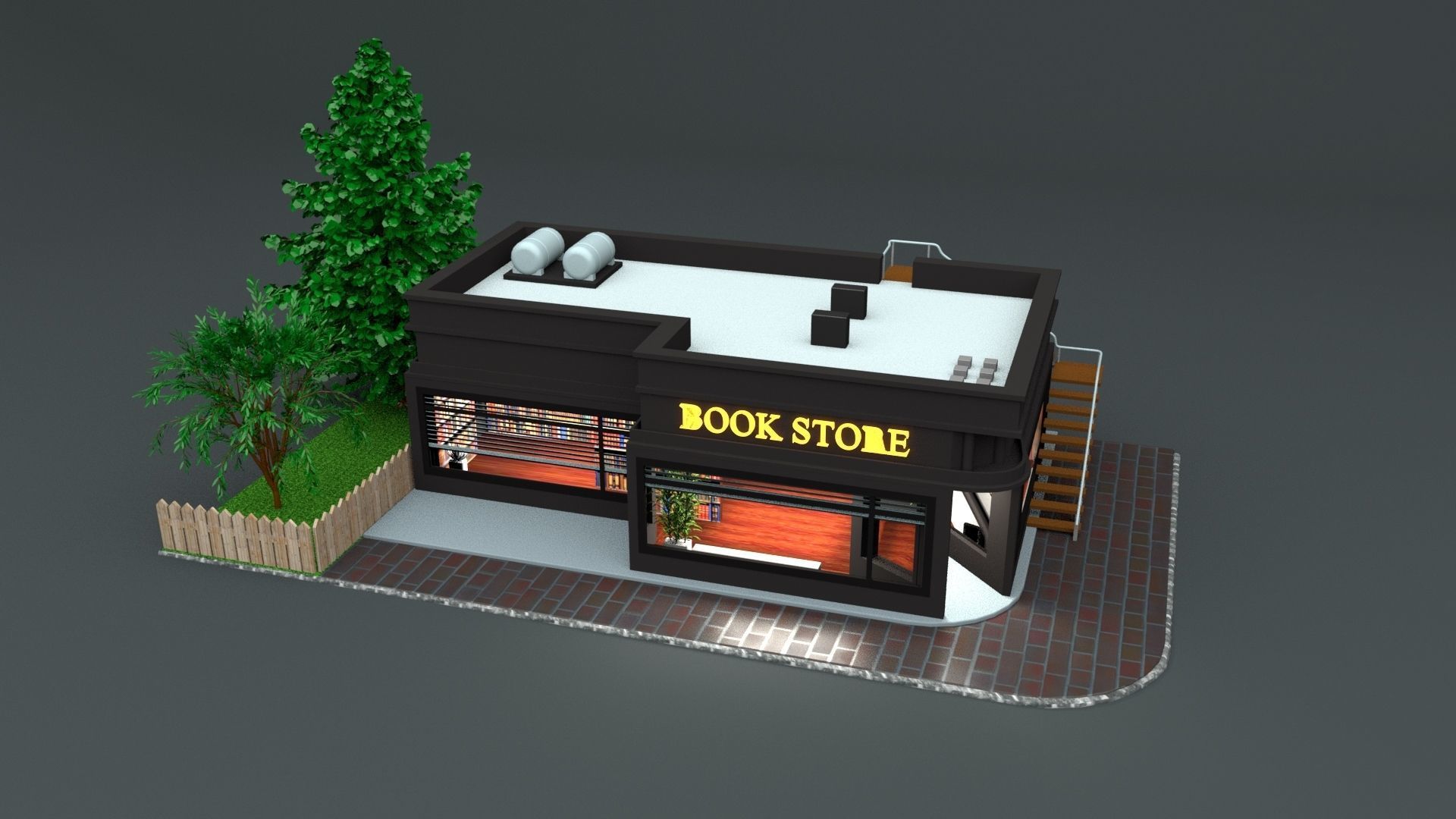Stylized Book store Created in Maya free 3D model | CGTrader