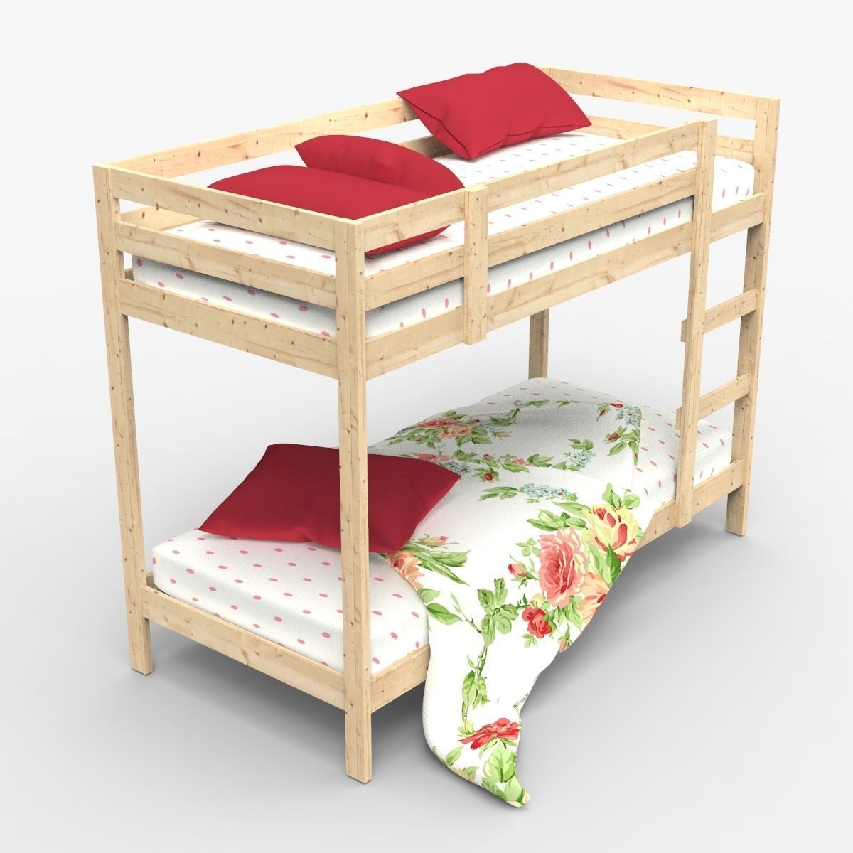 Wood Bunk Bed 3D model | CGTrader