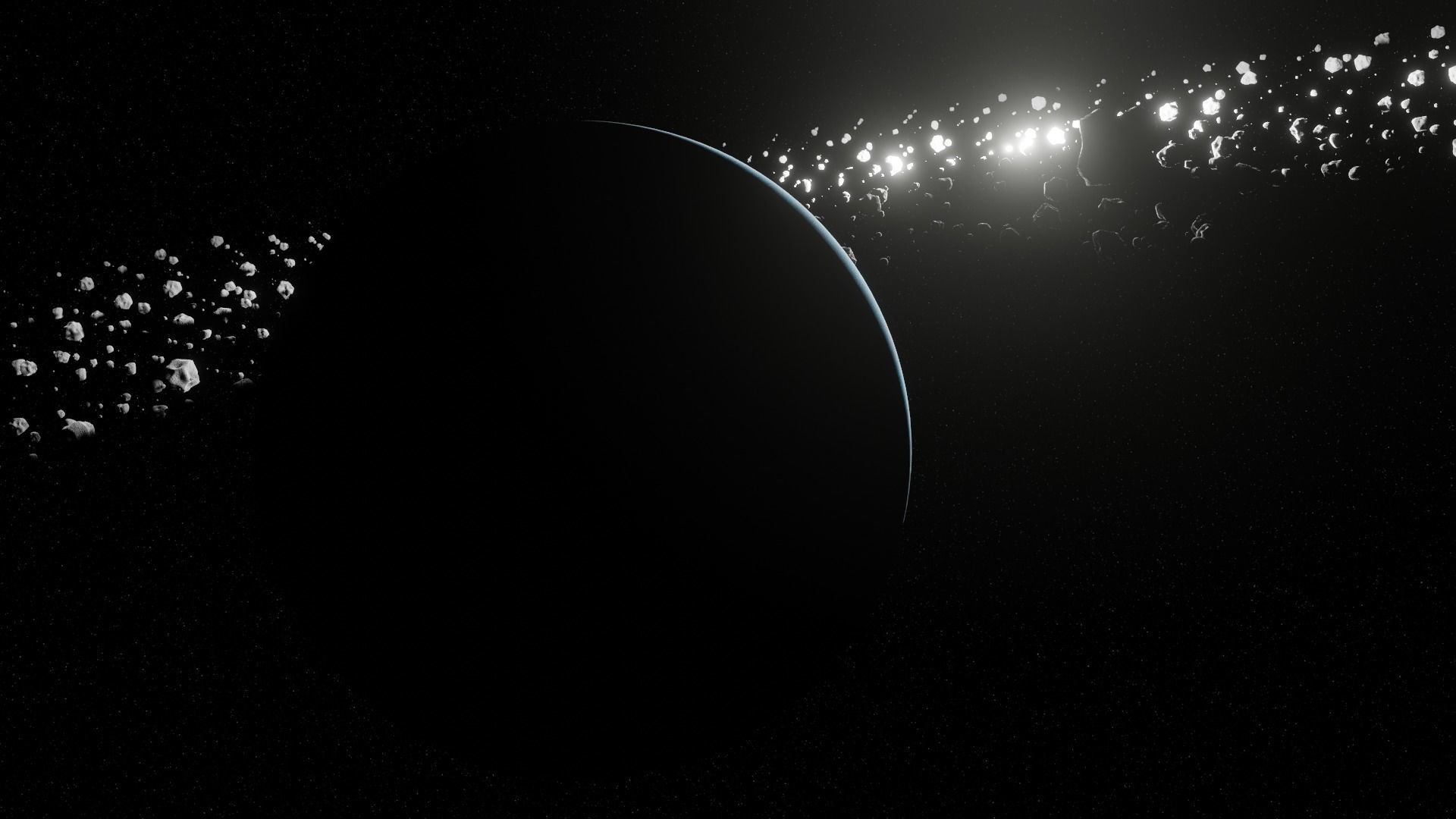 Space Planet With Asteroid 3D model animated | CGTrader